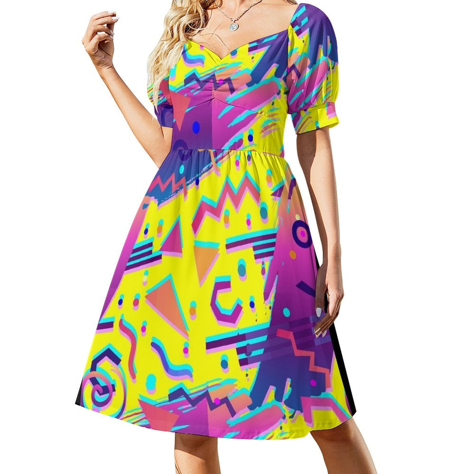 Eighties Retro Memphis Pattern Dress Long veiled dresses women's ...