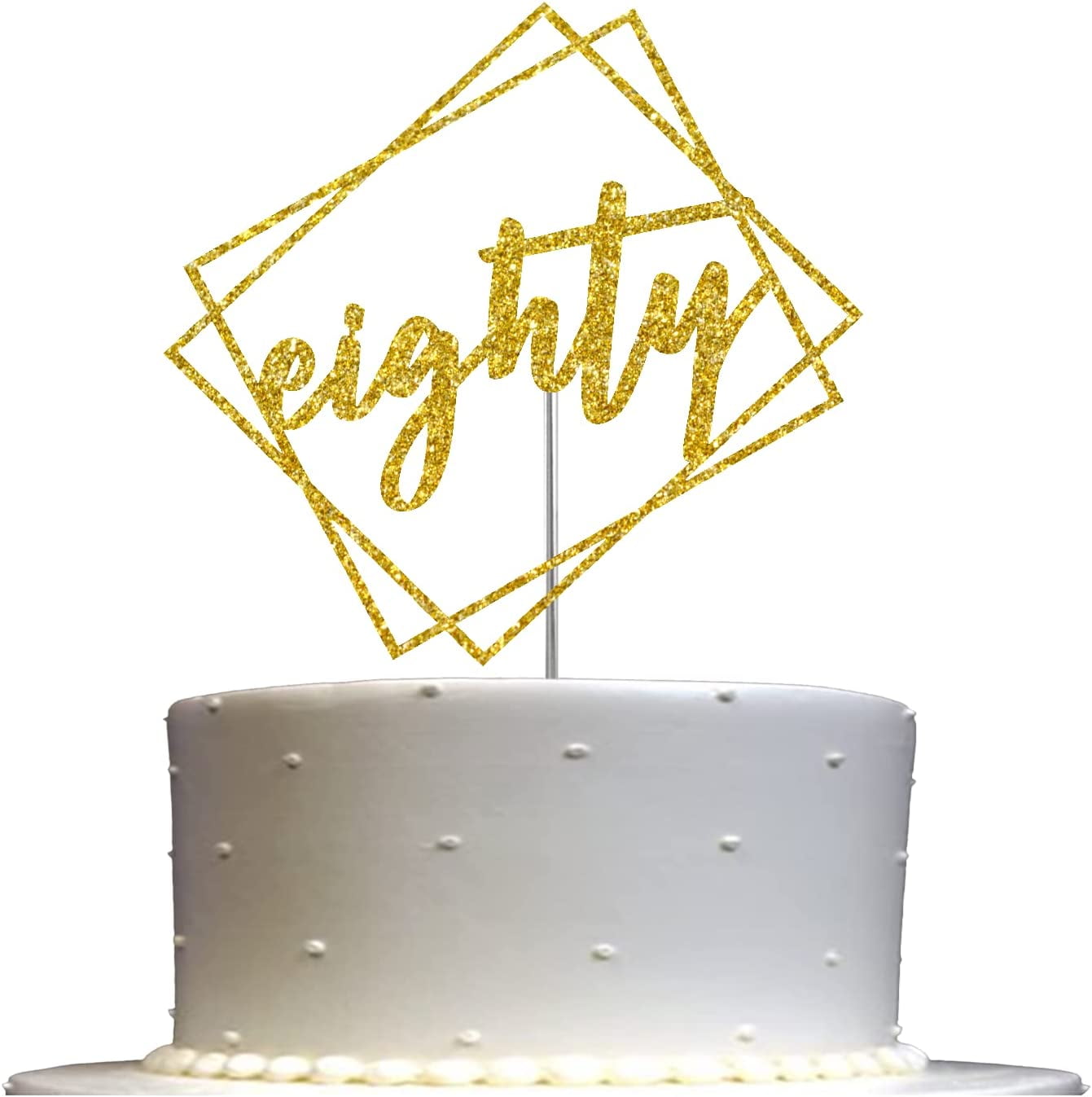 Eighty Cake Topper Gold Glitter, Modern Design 80 Birthday, Days ...