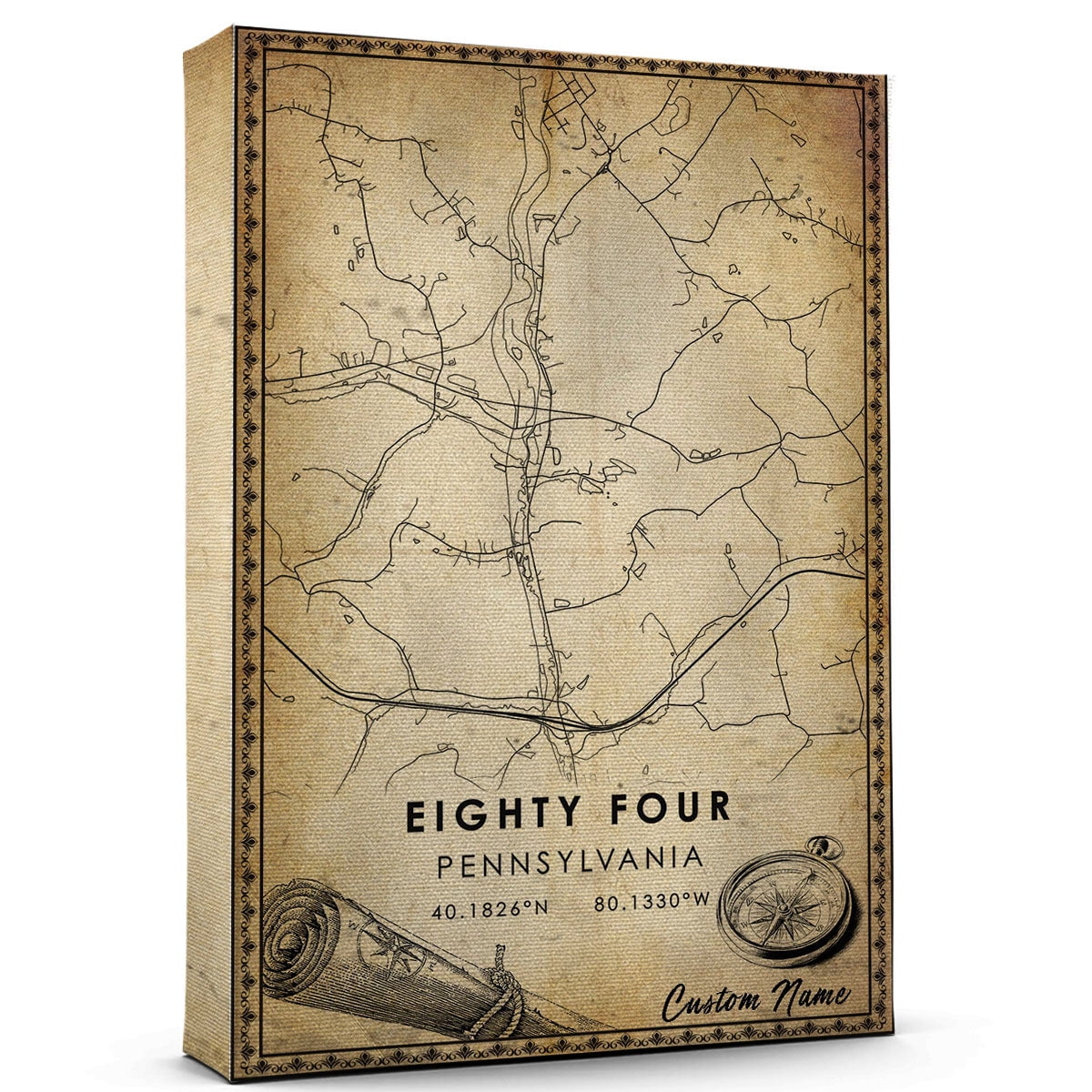 Eighty Four Map Poster, Pennsylvania Map Art Poster, Canvas, Eighty ...