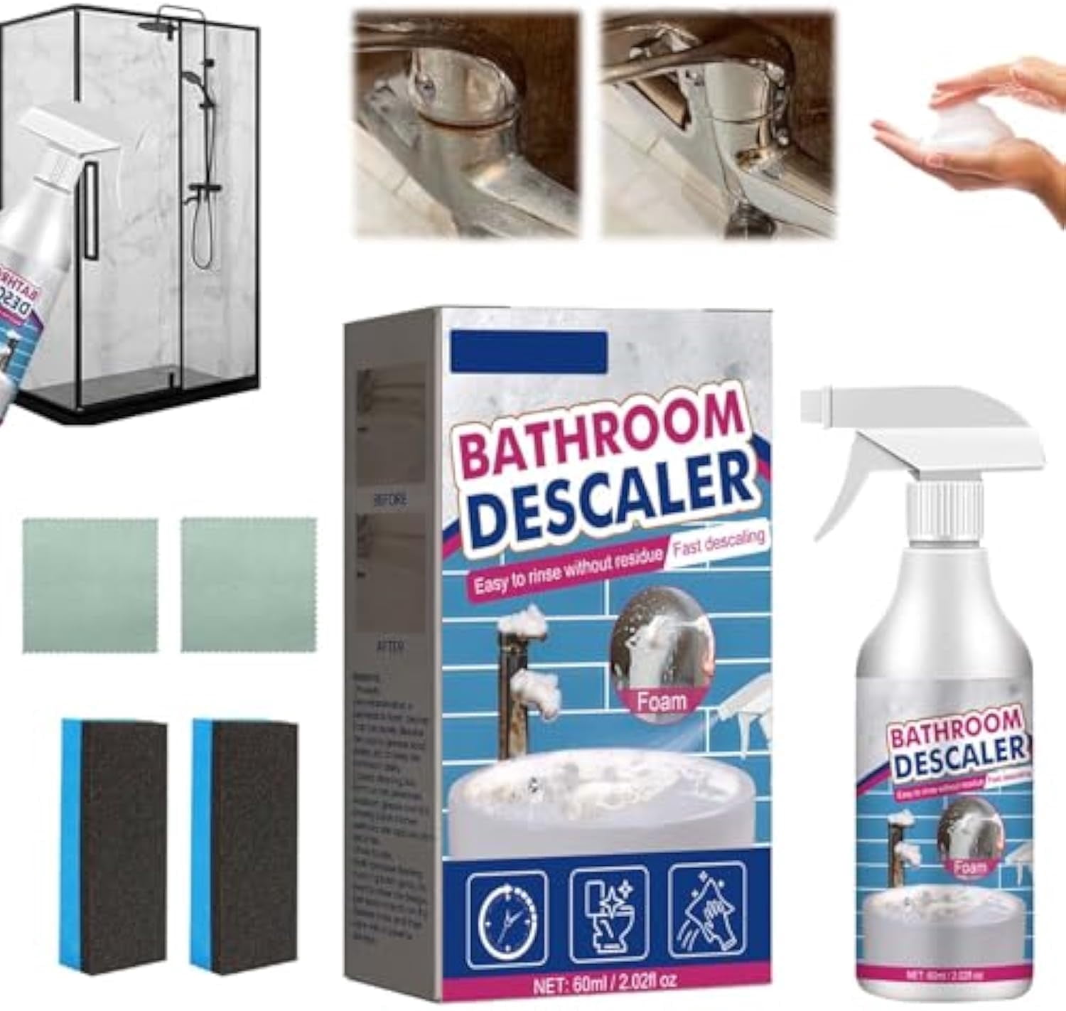 Eigoods Stubborn Stains Cleaner, Bathroom Descaler Foam Cleaner, All ...