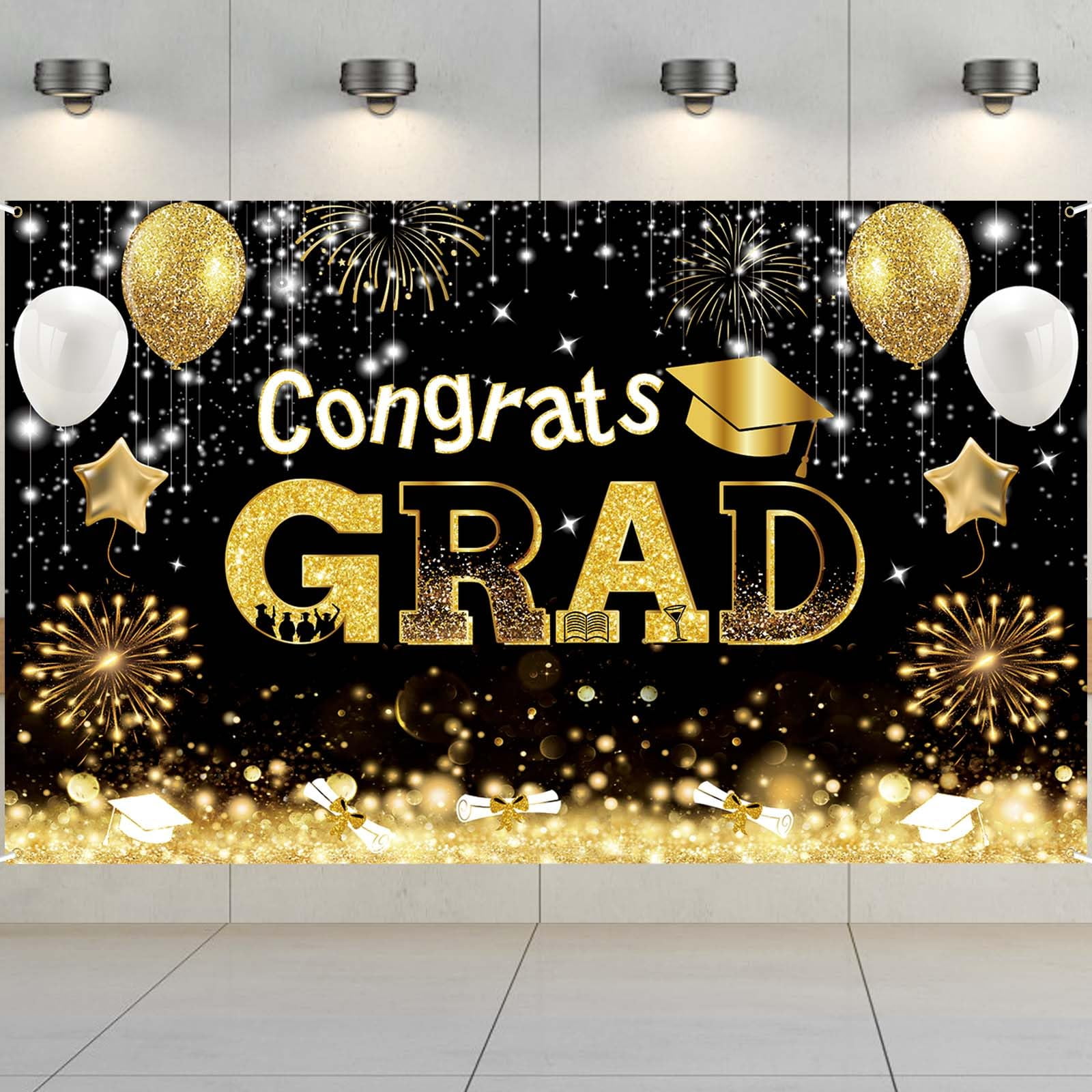 Eikovia Black and Gold STF9 Graduation Decorations 2025 Graduate Banner ...