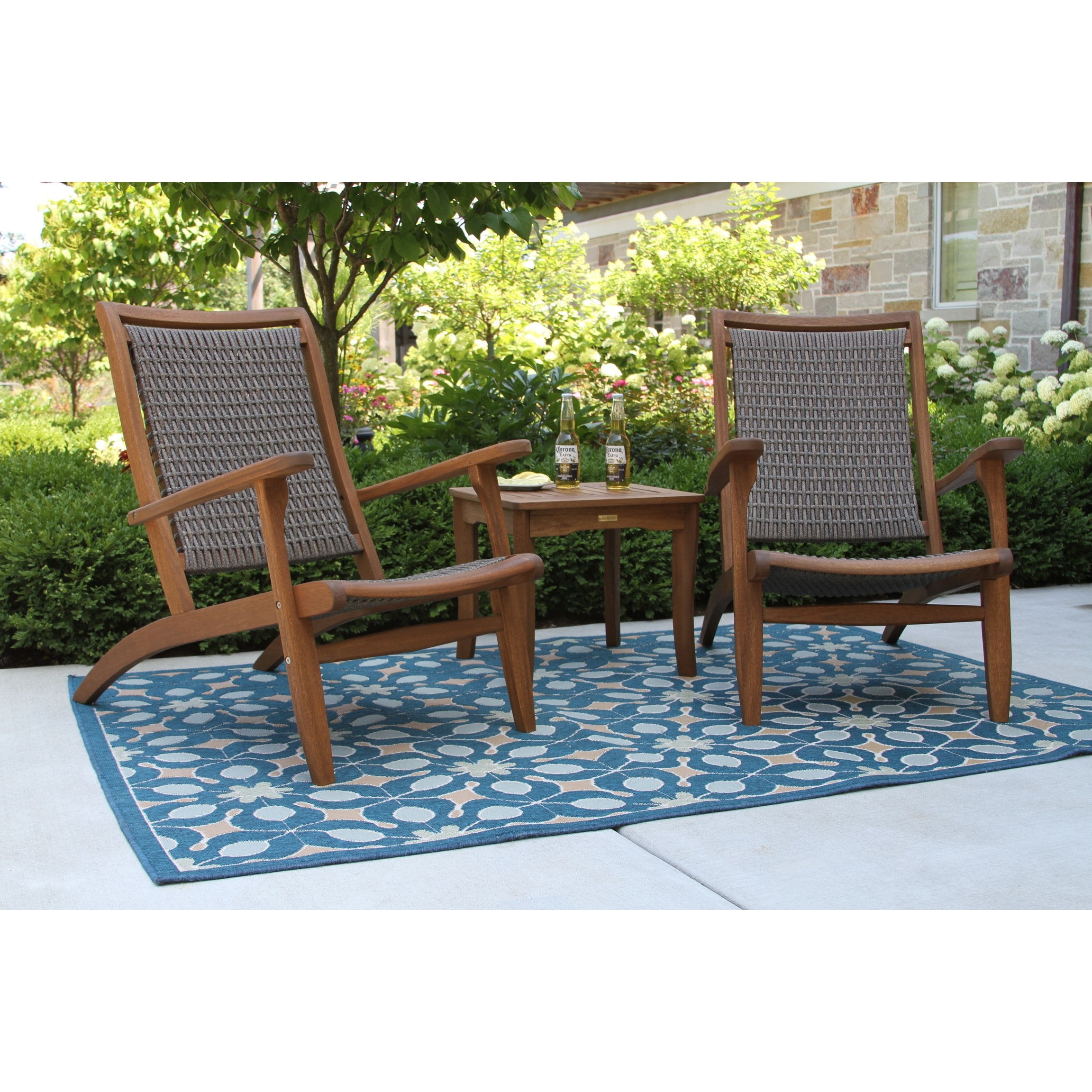 Eilaf 3 pc. Eucalyptus Wicker Lounger Set with Square End Table ...