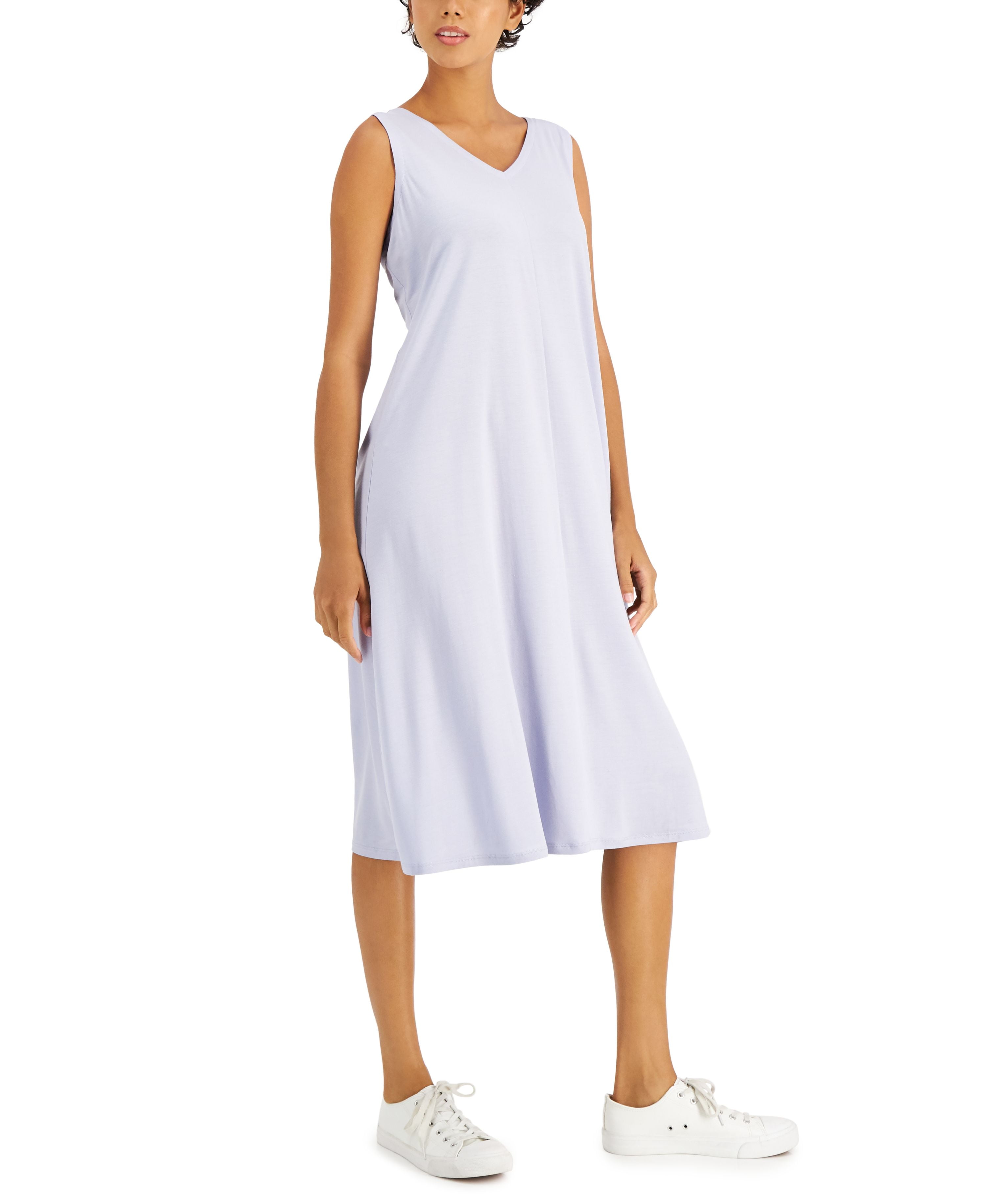 Eileen Fisher V Neck Sleeveless Dress India Sky S - Walmart.com