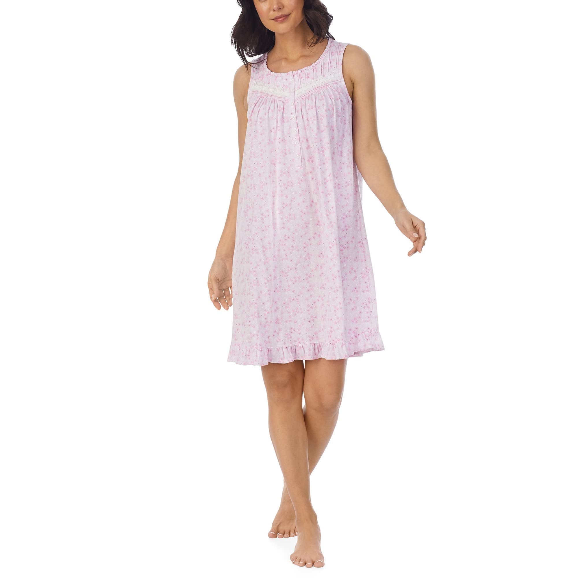 Eileen West 38" Short Sleeveless Nightgown Pink Ground Floral SM ...
