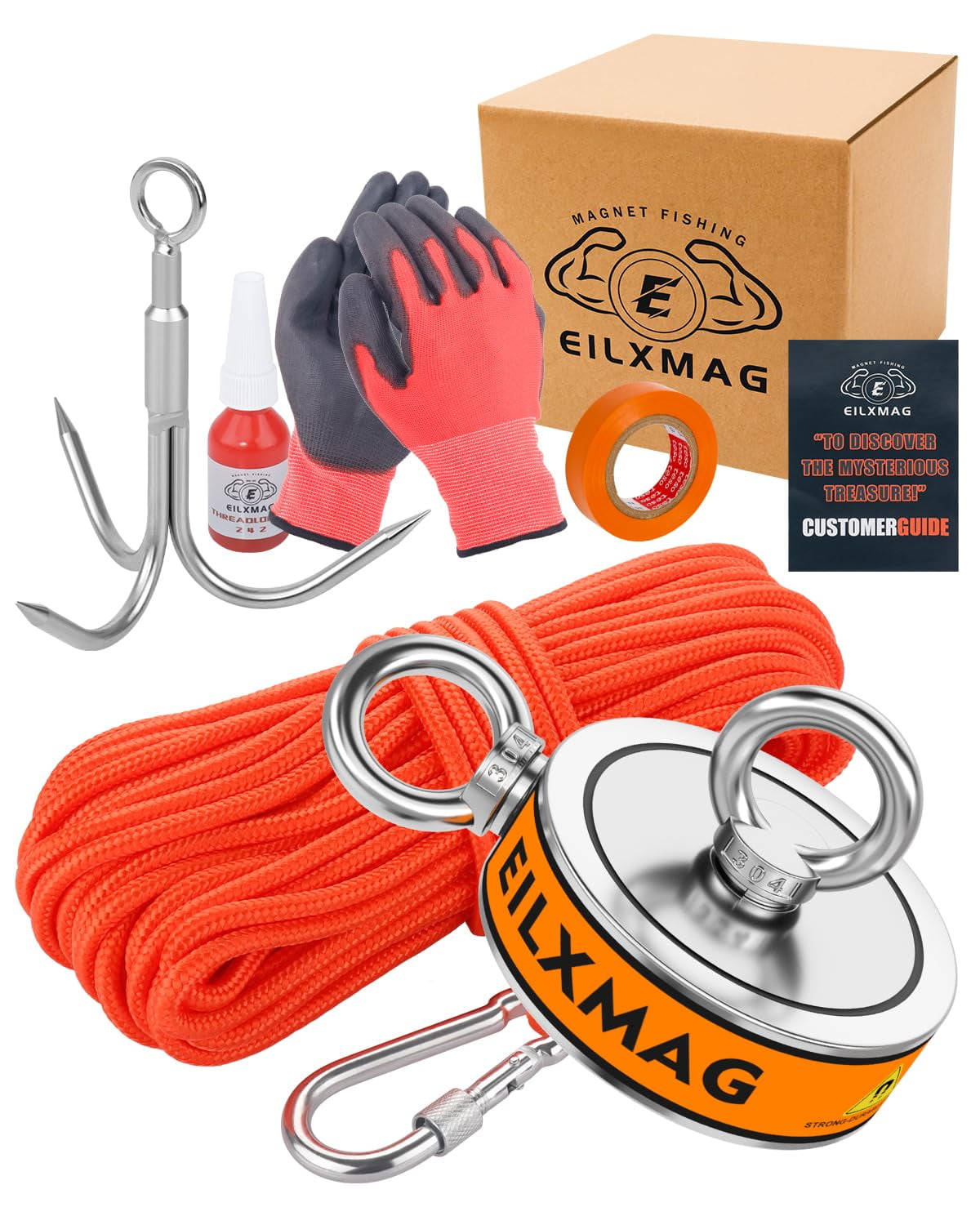 EilxMag Fishing Magnet, 1225 LBS(555KG) Pulling Force Double Sided ...