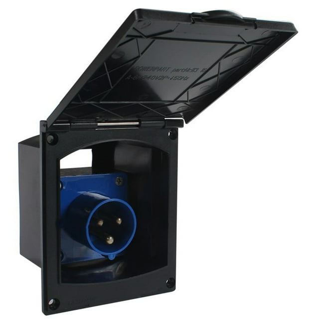 Einbaudose Cee-Einspeisestecker Eckig Schwarz Caravan Camping Wohnmobil ...