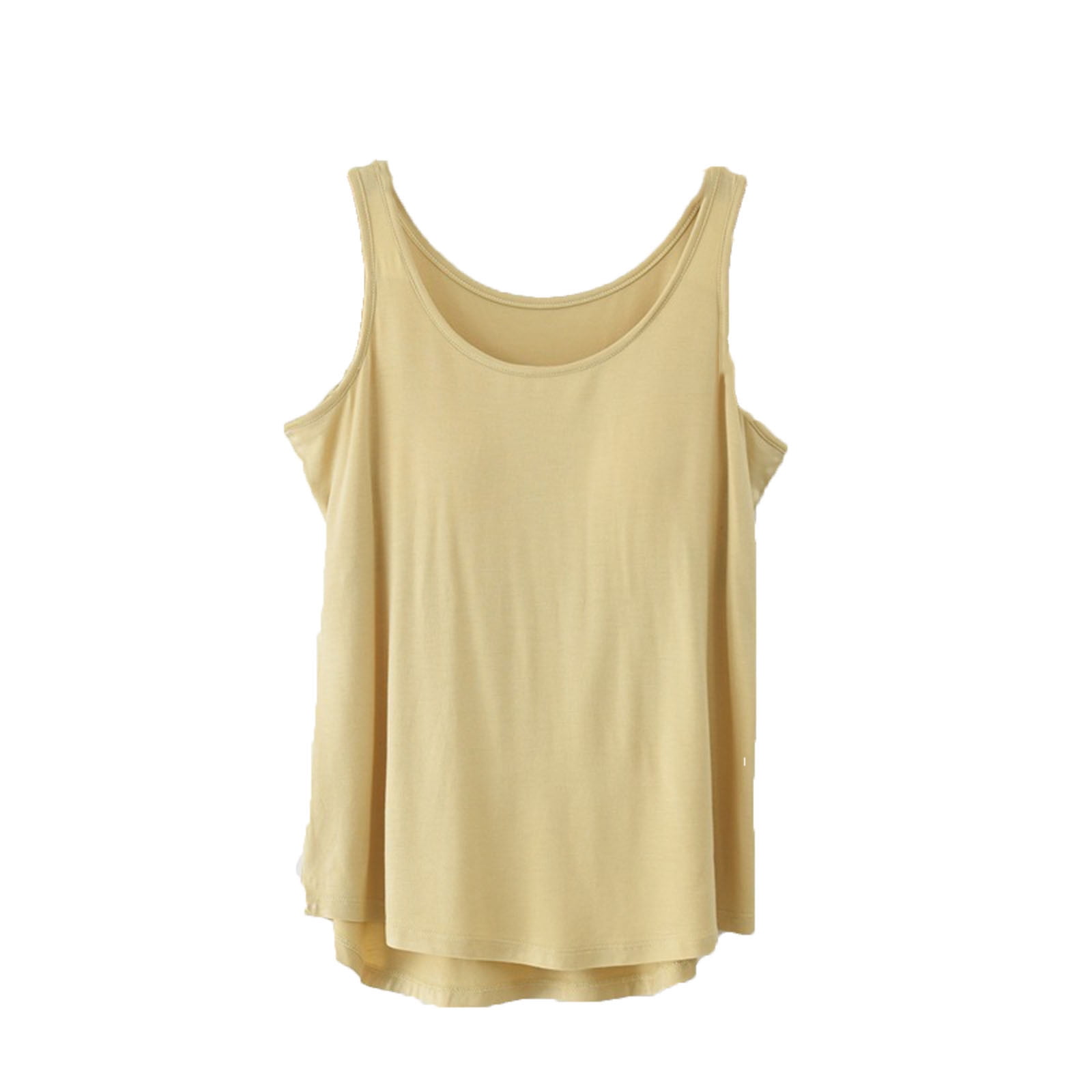 Einccm Women's Built-in Bra Modal Tank Top Sleeveless Round Neck Fitted ...