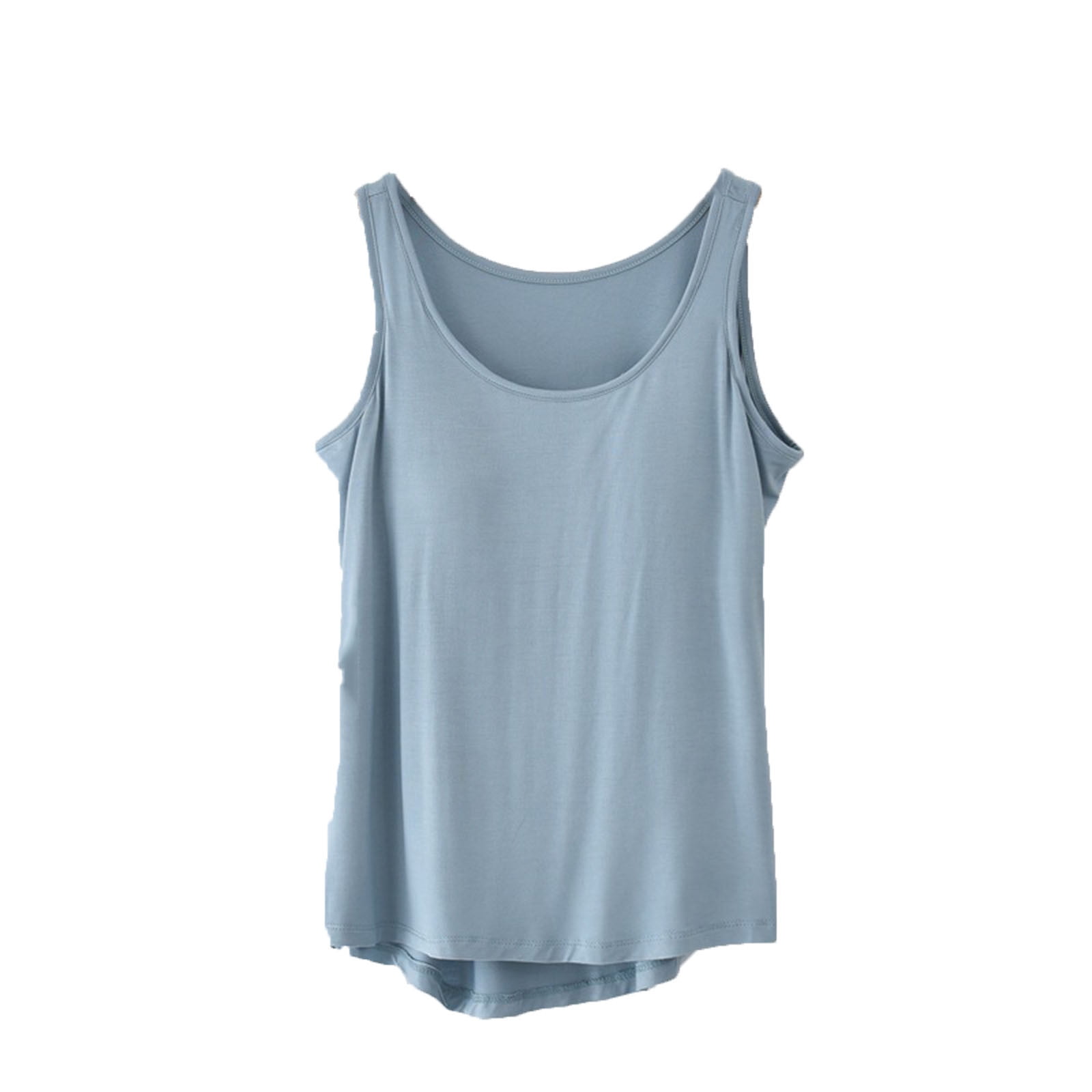 Einccm Women's Built-in Bra Modal Tank Top Sleeveless Round Neck Fitted ...