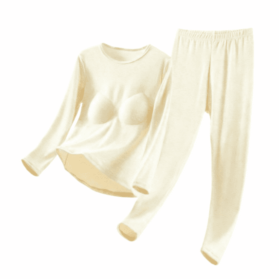 Einccm Women's Built-in Bra Thermal Underwear Set for Fall and Winter ...