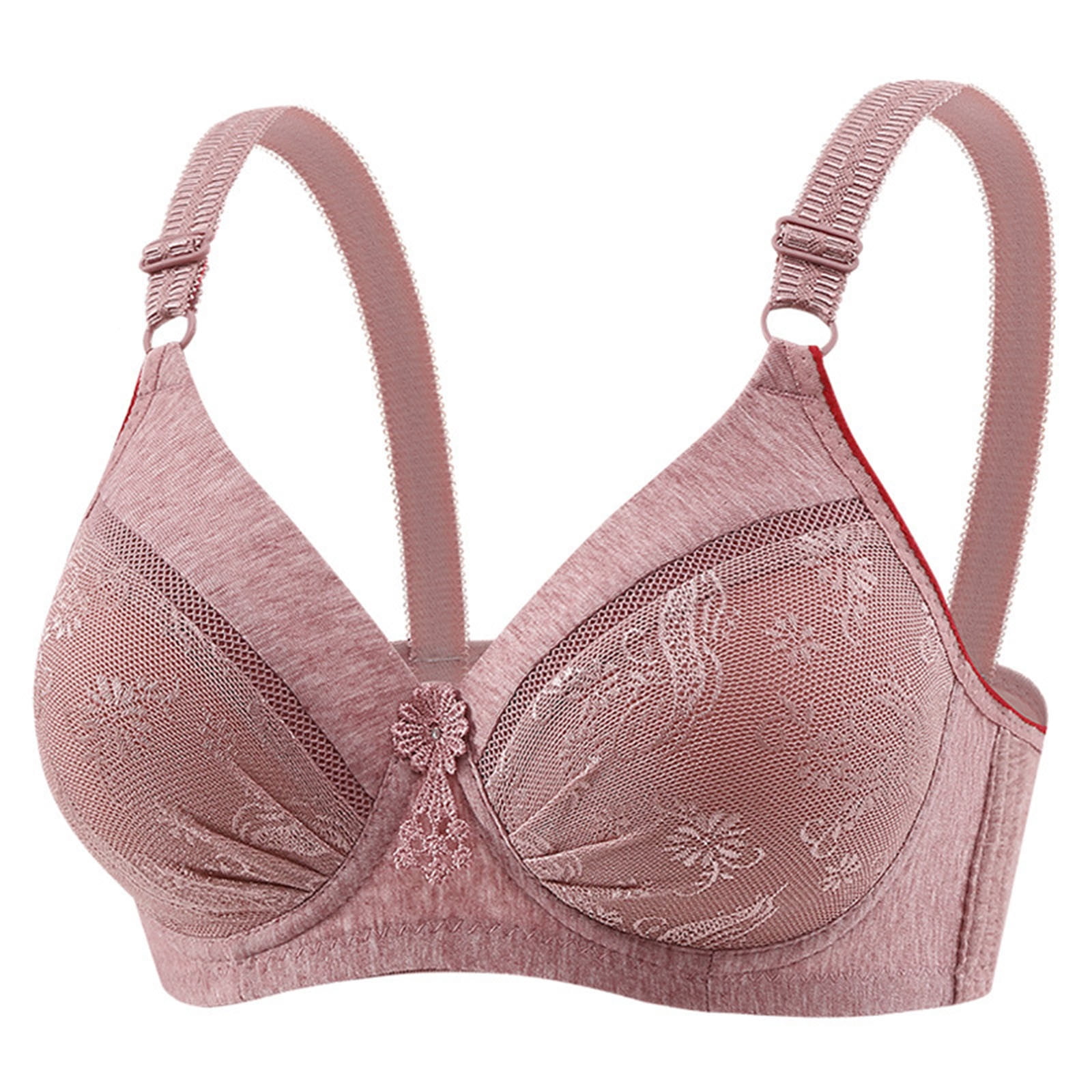 Einccm Women's Embroidered Wireless Bra Breathable Thin Cup Comfortable ...