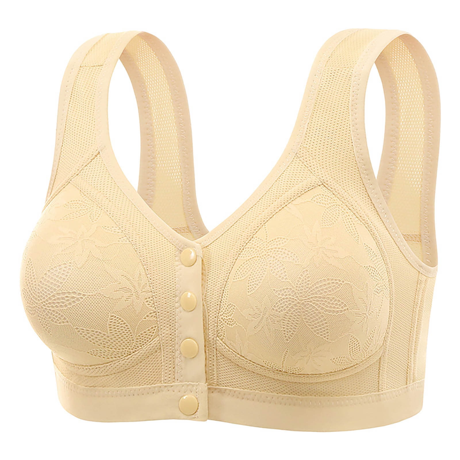 Einccm Women's Front Closure Wireless Bra Thin Fixed Cup Breathable ...