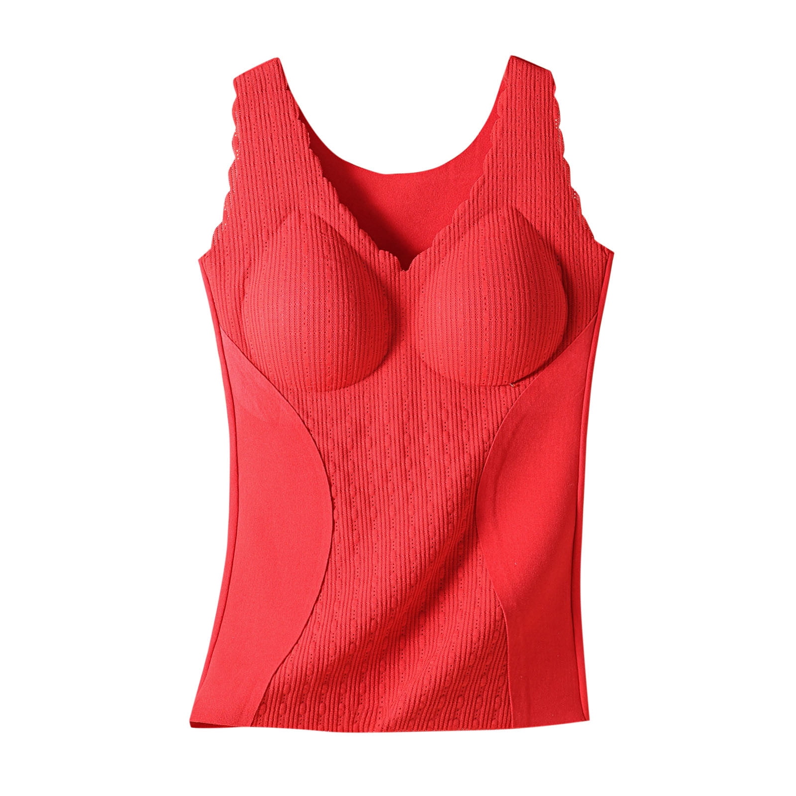 Einccm Women's Heating Thermal Tank Top with Built-in Bra, Warm Padded ...