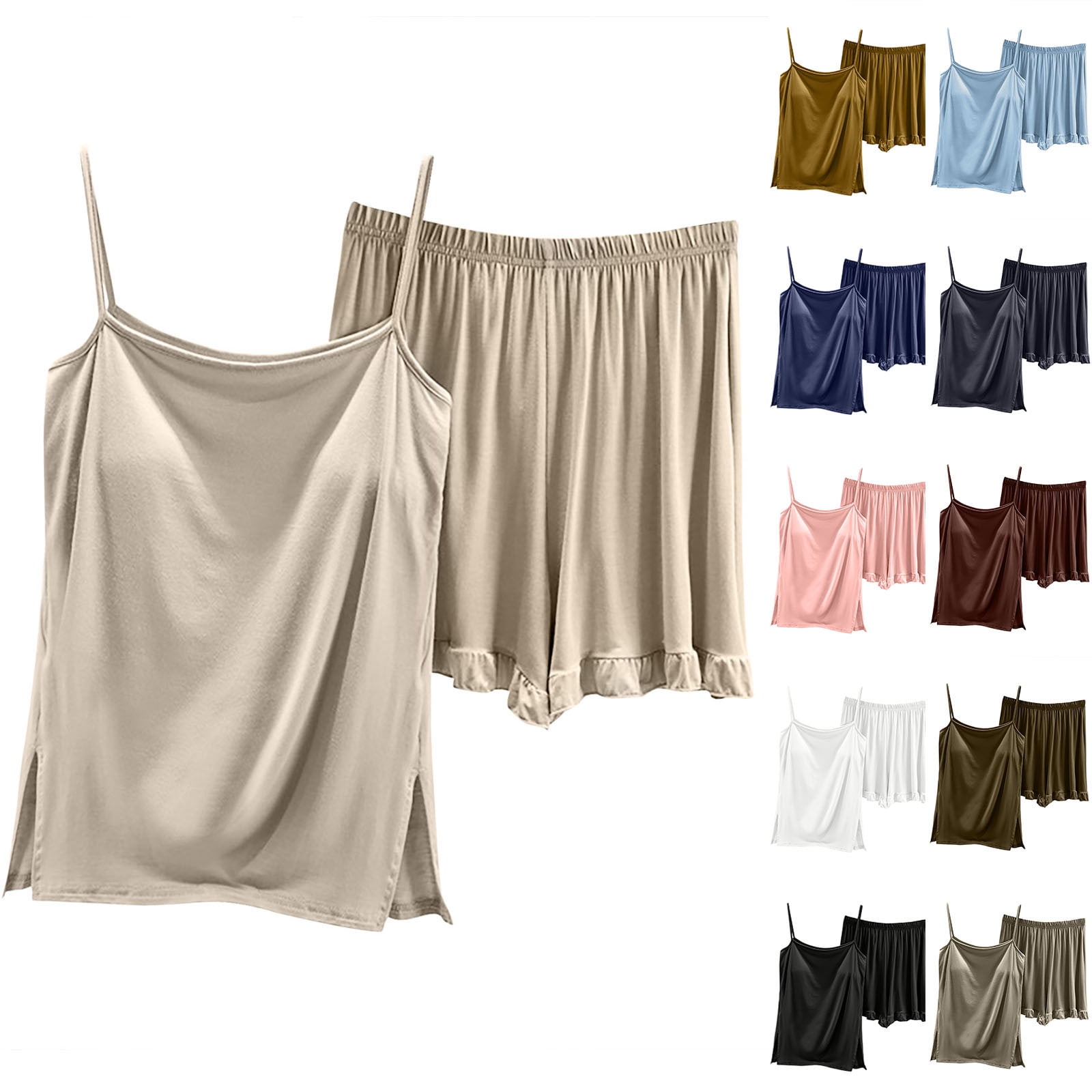 Einccm Women's Modal Pajama Set, Loose Tank Top and Shorts Sleepwear ...