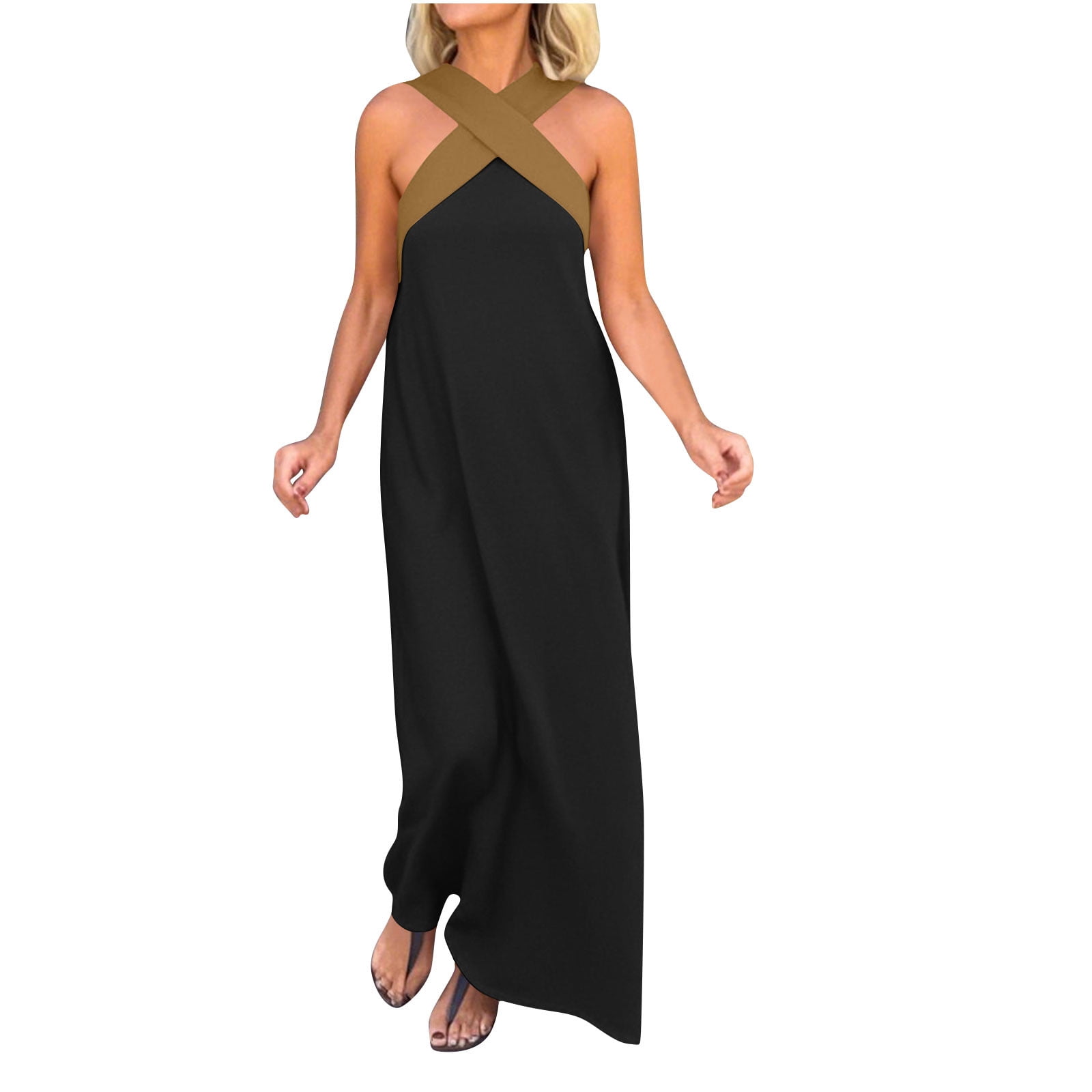 Einccm Women's Sleeveless Backless Dress Casual Summer Print Bodycon ...