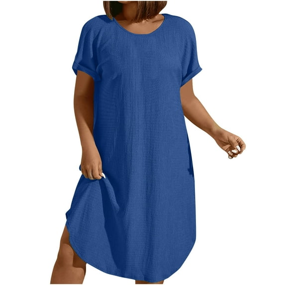 Einccm Women's Summer Dress Short Sleeve Square Neck A-Line Tiered ...