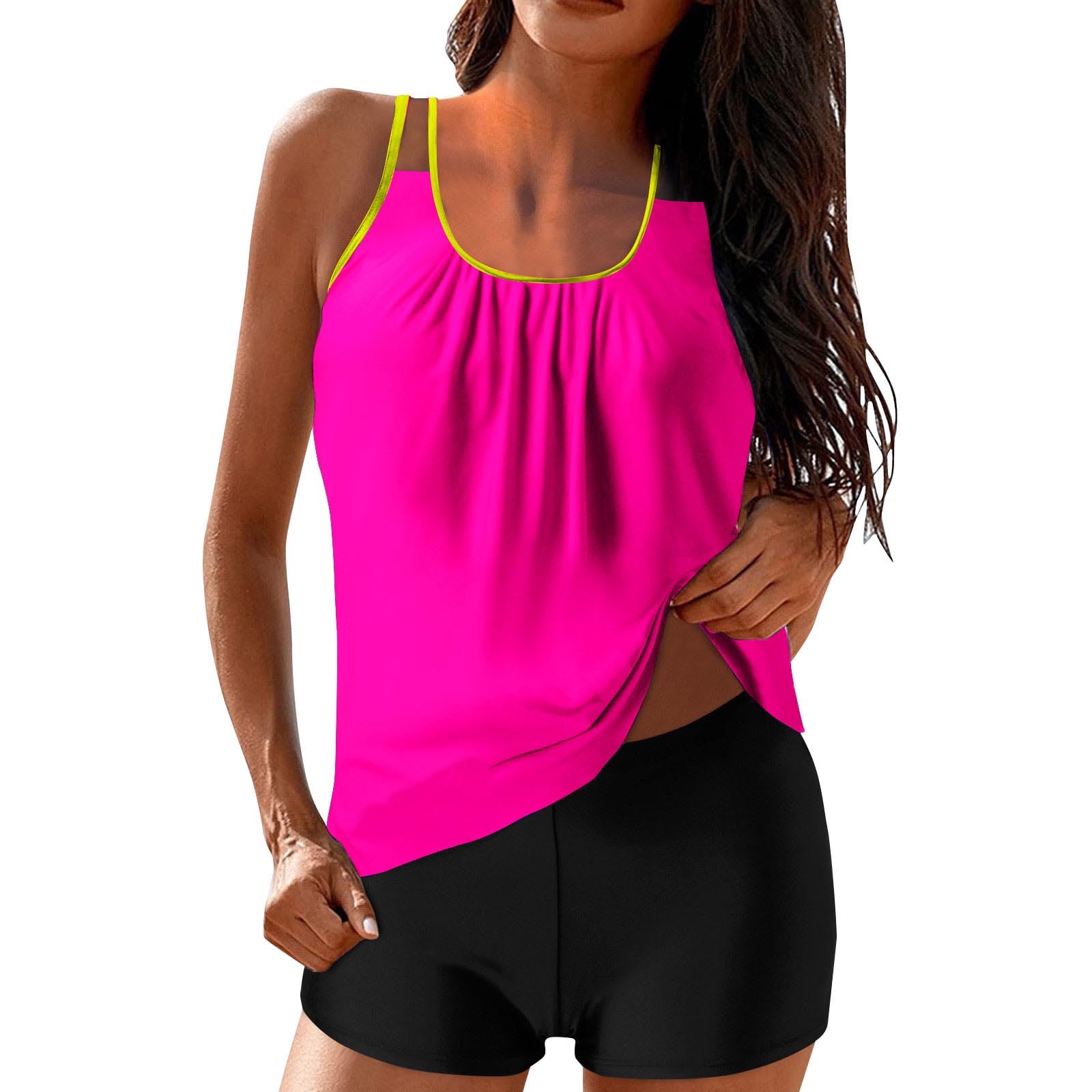 Einccm Women's Two Piece Tankini Set High Waisted Tummy Control Back ...