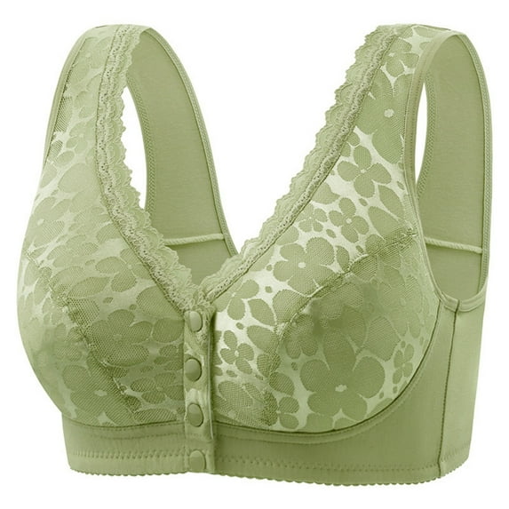 Einccm Women's Wireless Front Buckle Lace Bra for Daily Wear ...