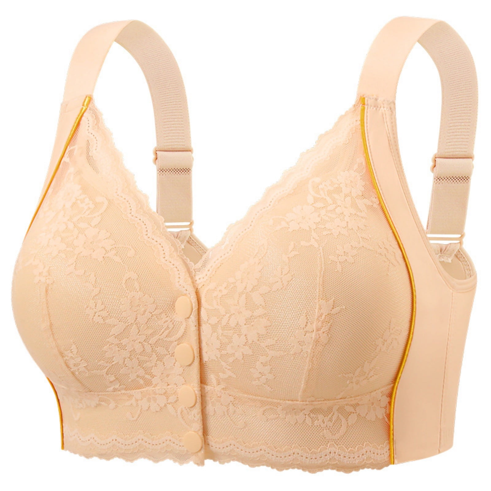 Einccm Women's Wireless Front Buckle Lace Bra for Daily Wear ...