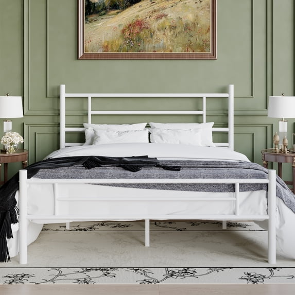Einfach Full Size Metal Bed Frame with Headboard and Footboard, Under ...