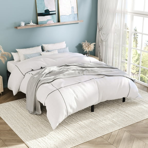 NEW JETO Metal Bed Frame,Queen Size Bed Frame with Storage Space,Heavy ...