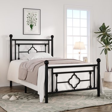 Allewie Queen Size Vintage Metal Bed Frame with Butterfly Pattern ...