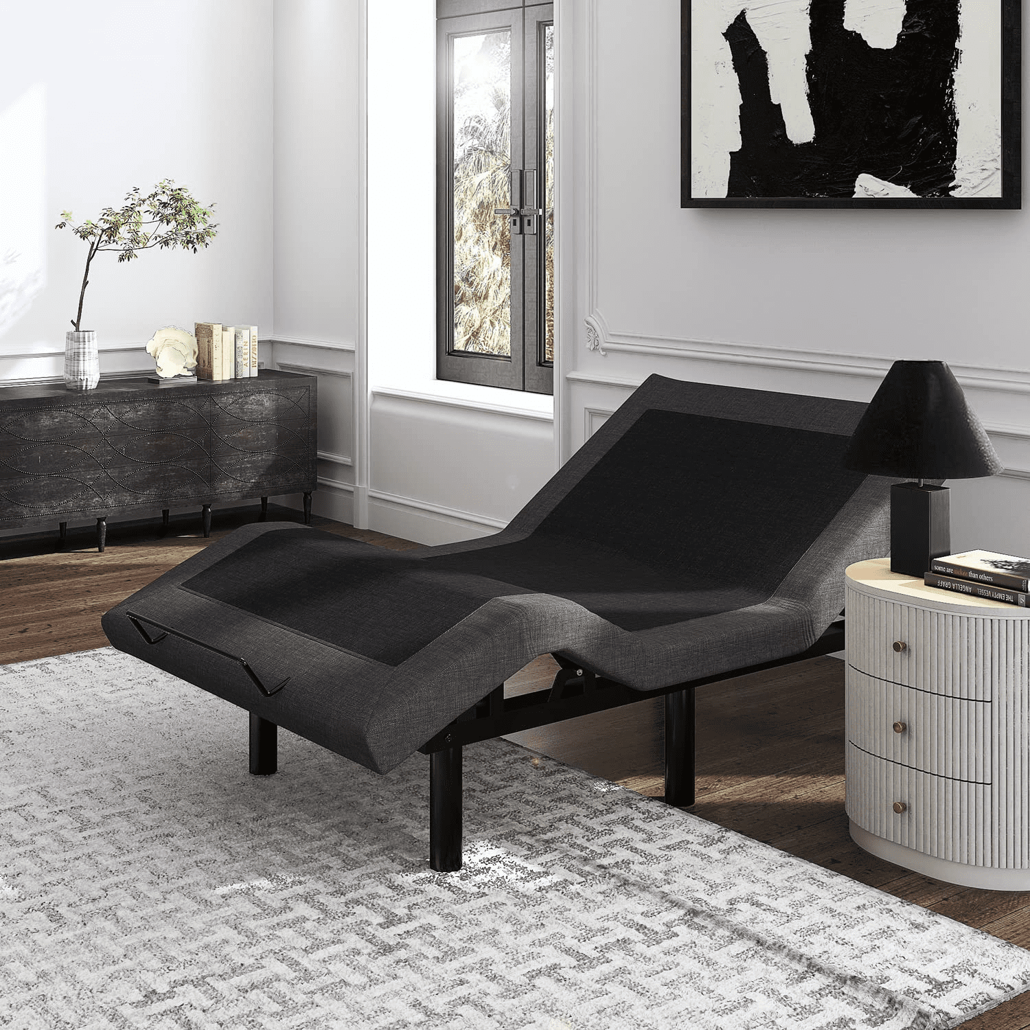 Einfach Twin XL Size Electric Motorized Metal Adjustable Bed Frame with ...