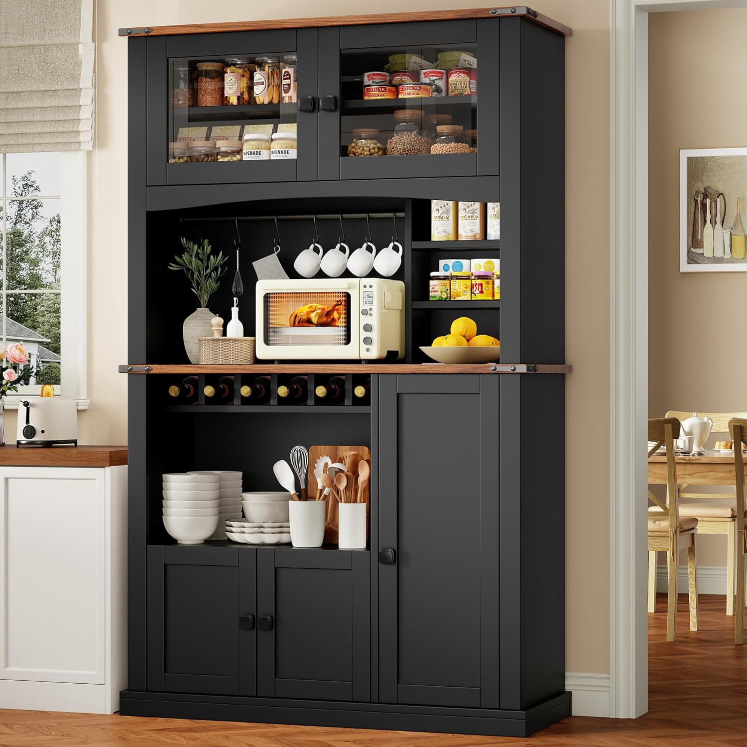 Einhomn 71" Tall Kitchen Pantry Cabinet with Charge Station,Pantry ...
