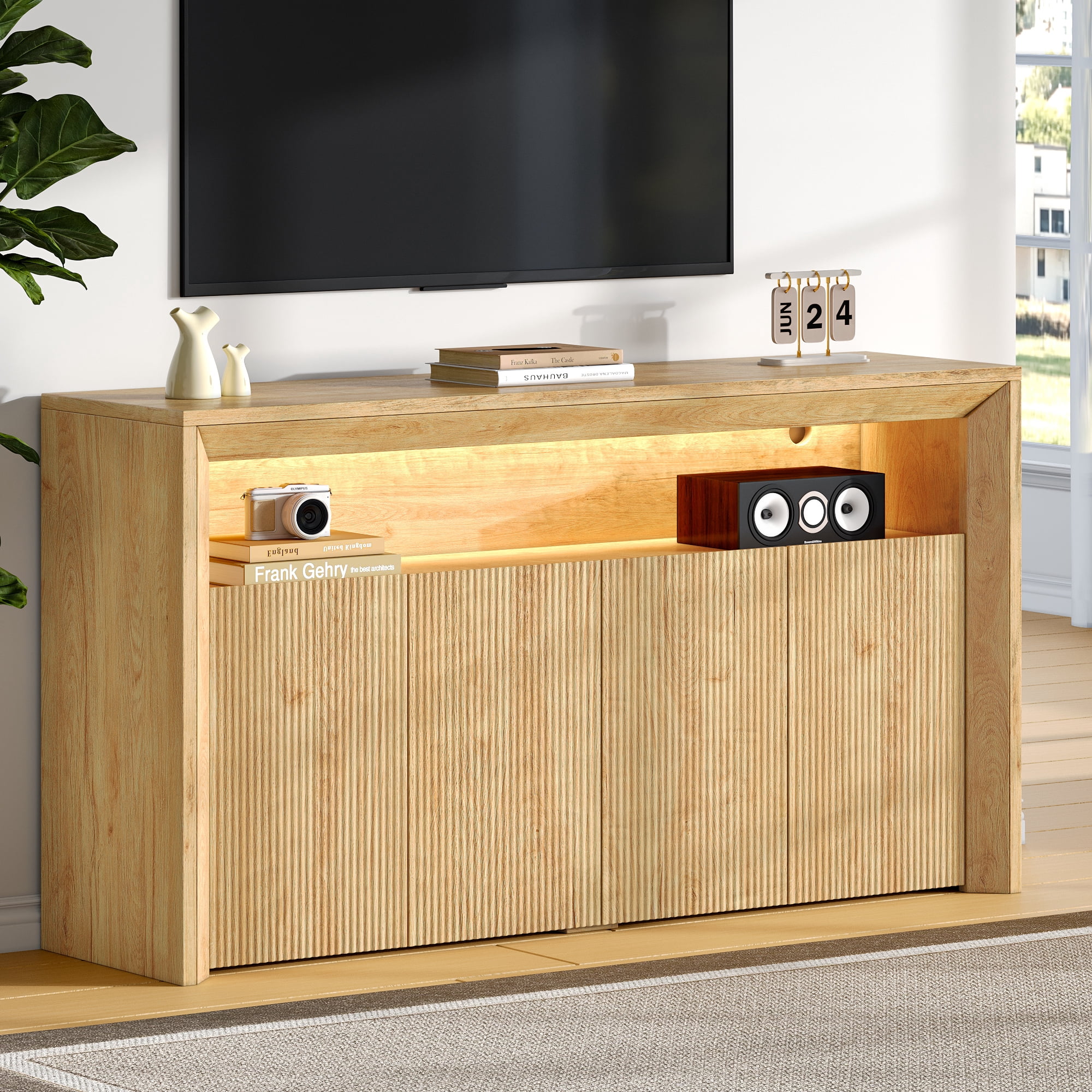 Einhomn TV Stand for TVs up to 85 Inch,Wood Entertainment Center with ...