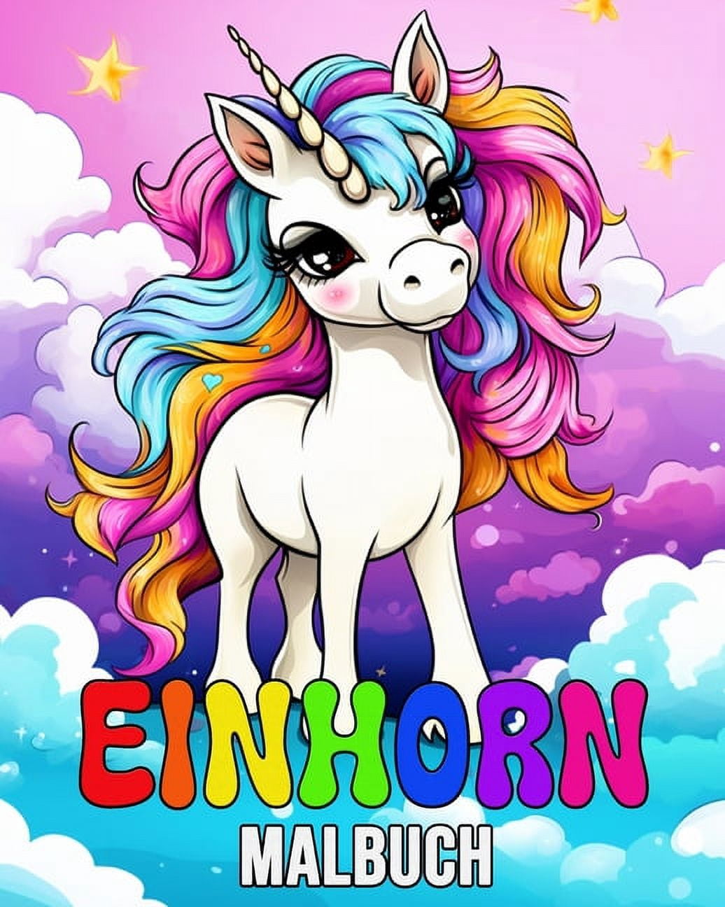 Einhorn Malbuch: 50 niedliche Bilder zum Ausmalen für Kinder (Paperback ...