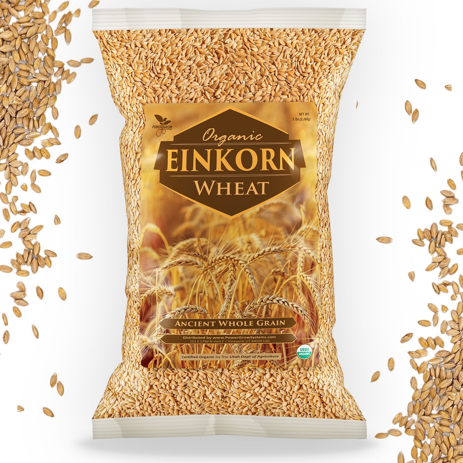 PowerGrow Systems, Einkorn Wheat, 5 Pounds, Organic Whole Grain ...