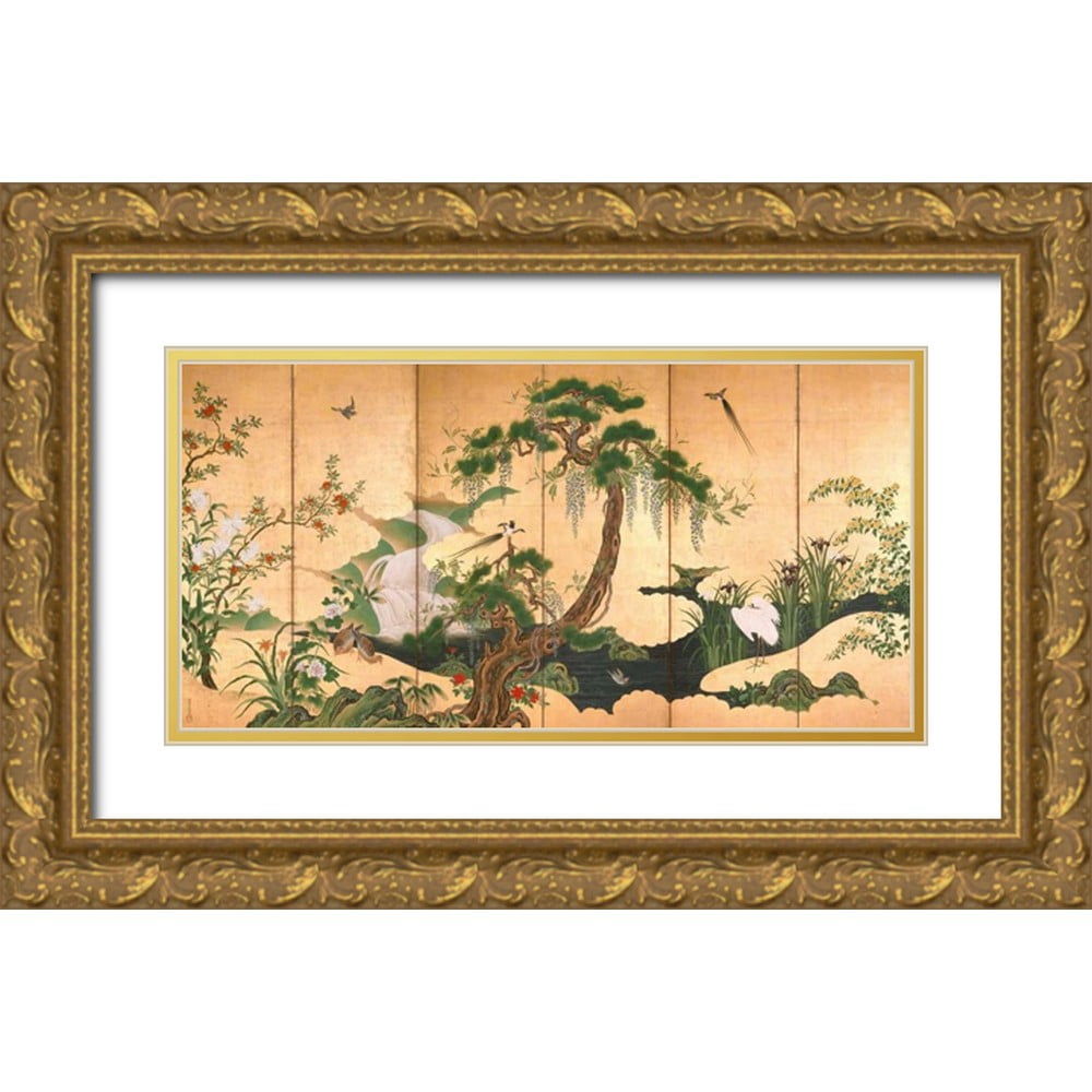 Eino, Kano 32x18 Gold Ornate Wood Framed with Double Matting Museum Art ...