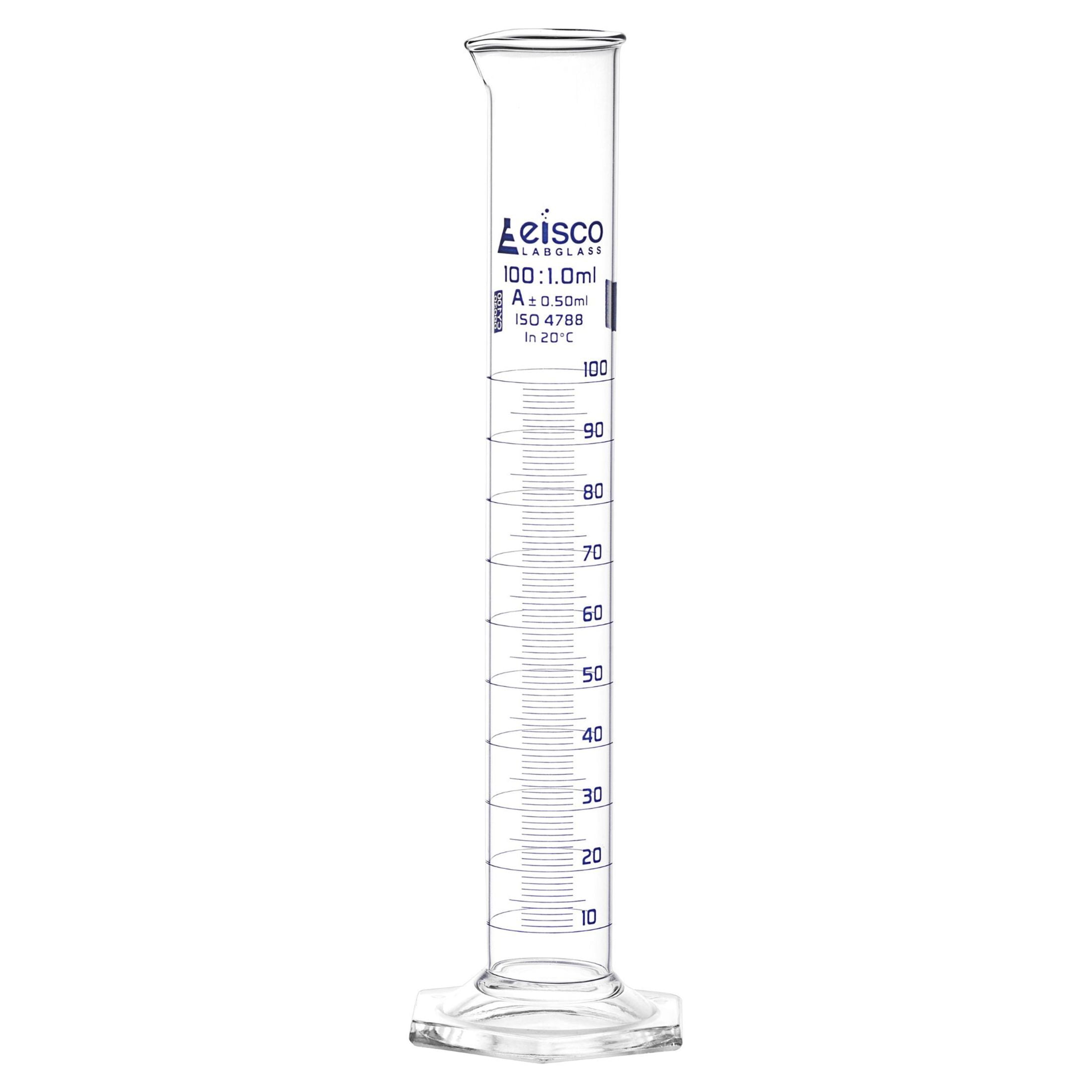 Eisco Labs - 100mL Measuring Cylinder - Tolerance ±0.50mL - Class A ...