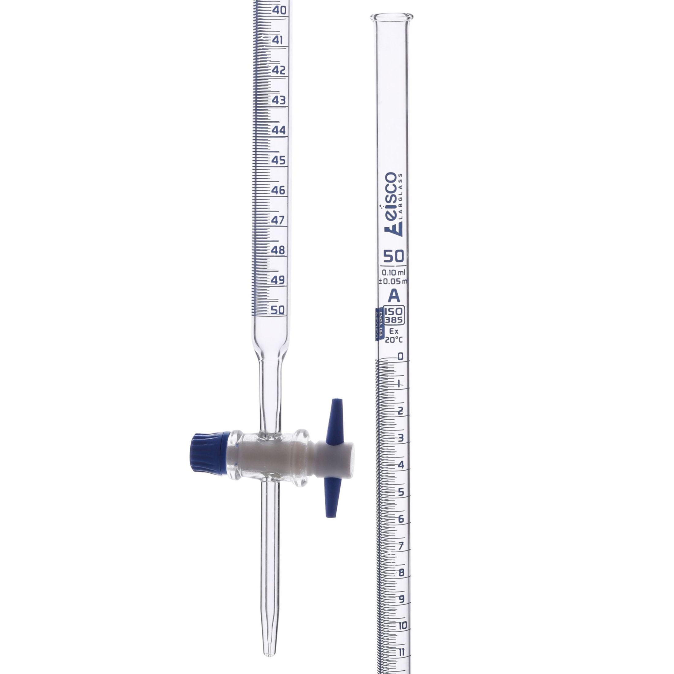 Eisco Labs - 50mL Class A Burette ±0.05mL, Borosilicate Glass with PTFE ...