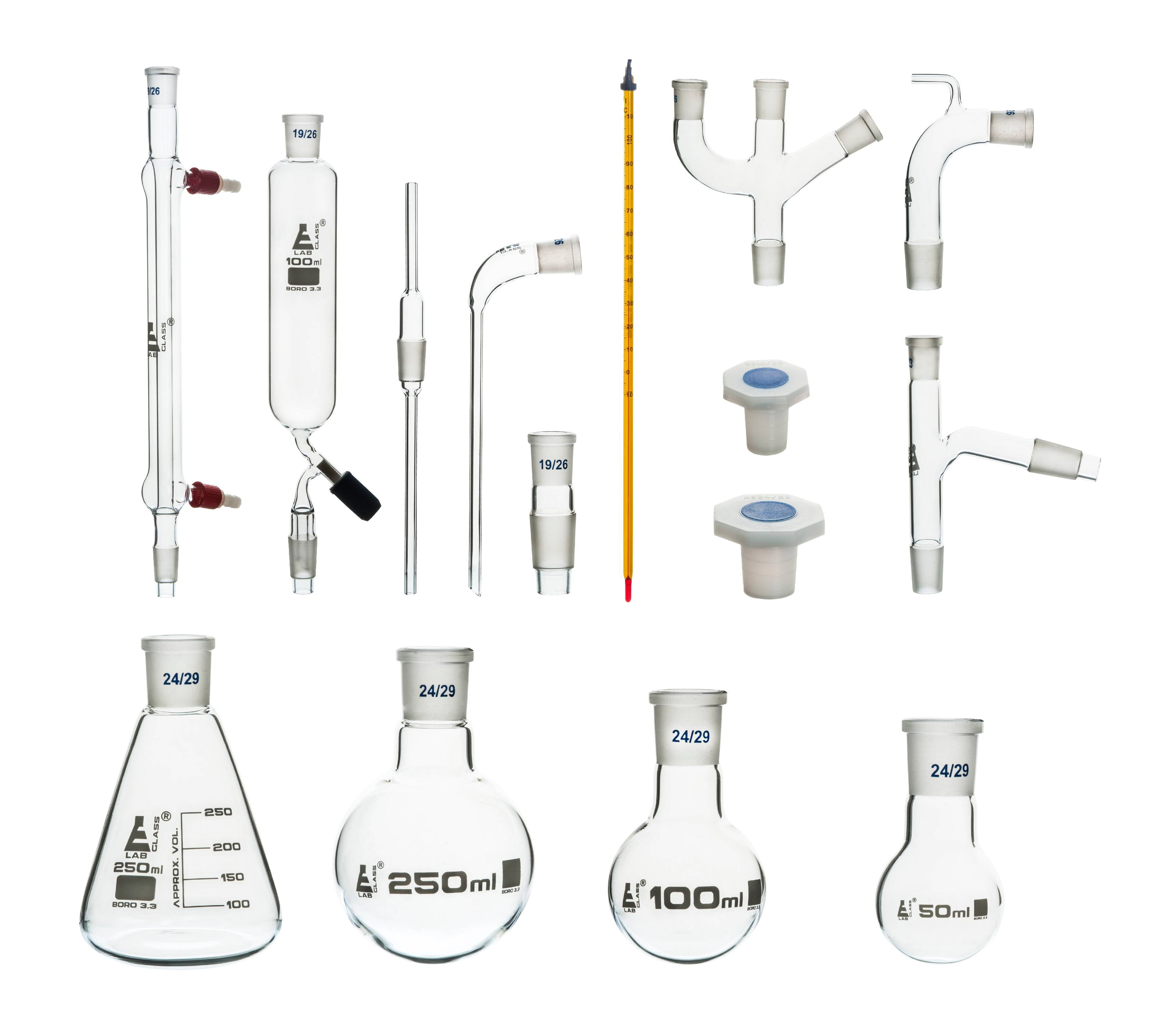 Eisco Labs Advanced Organic Chemistry Distillation Glassware Set, 17 ...