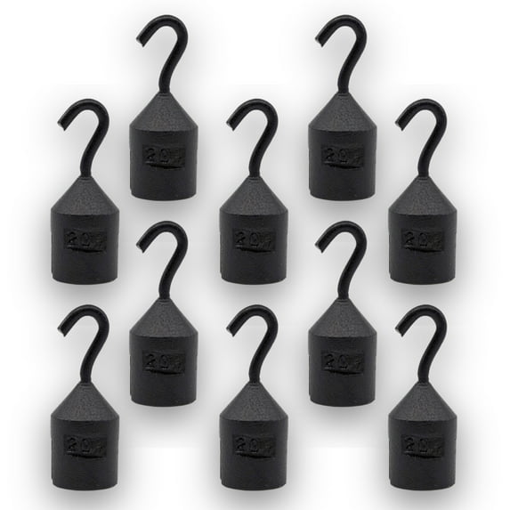 Eisco Labs - Hooked Weight 10-Pack, 20g Each - Iron, Cylindrical with Hook and Bottom Slot for ...