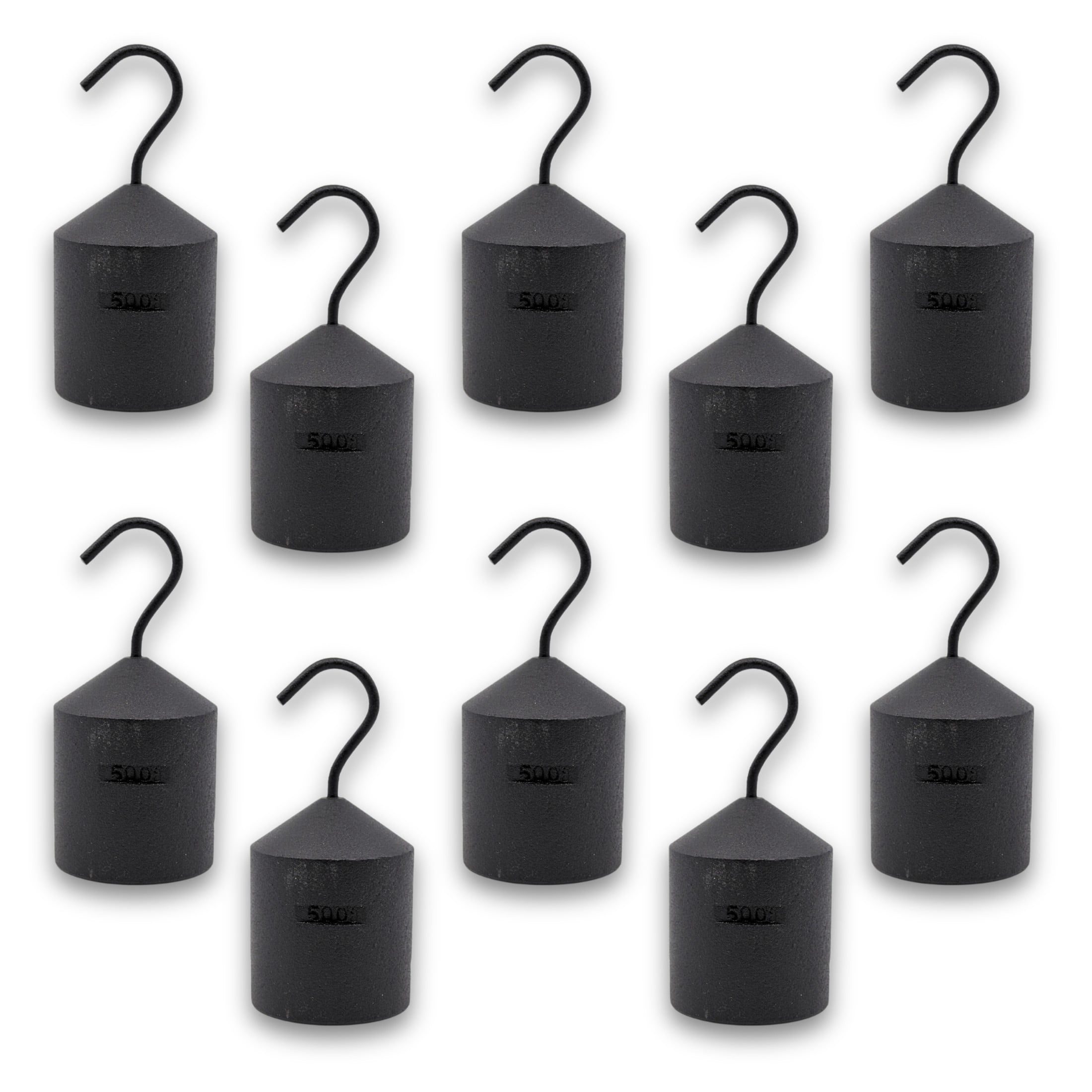 Eisco Labs - Hooked Weight 10-Pack, 500g Each - Iron, Cylindrical with ...