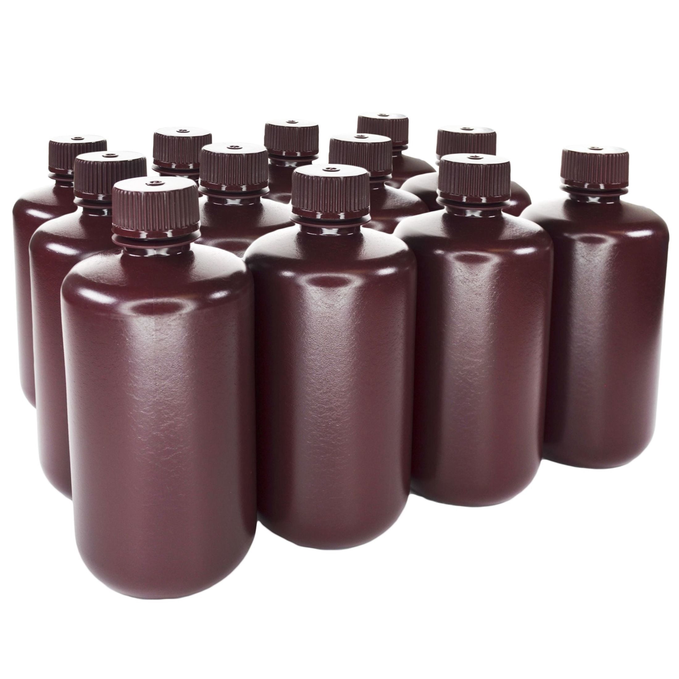 Eisco - Pack of 12 250mL Sterile Narrow Mouth Amber HDPE Reagent ...