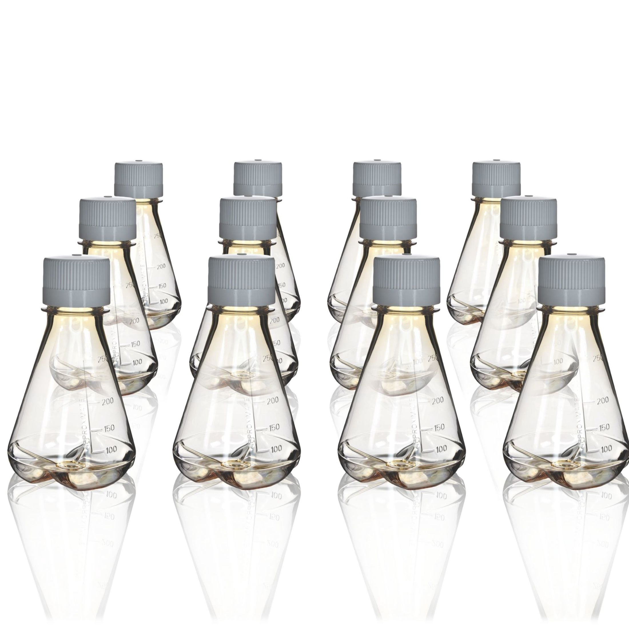 Eisco - Pack of 12, 250mL Sterile Polycarbonate Erlenmeyer Flasks, Non ...