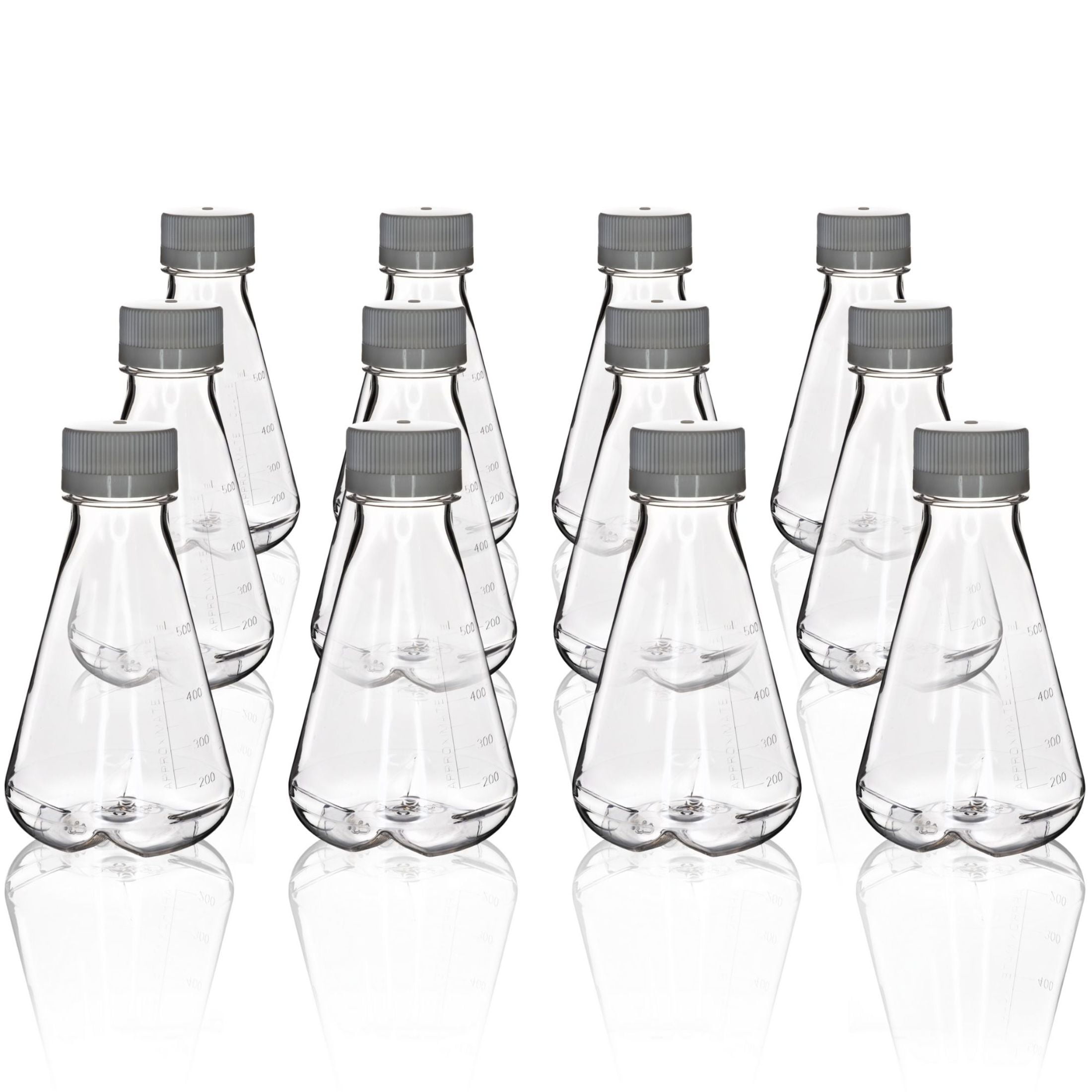 Eisco - Pack of 12, 500mL Sterile PETG Erlenmeyer Flasks, Non-Vented ...