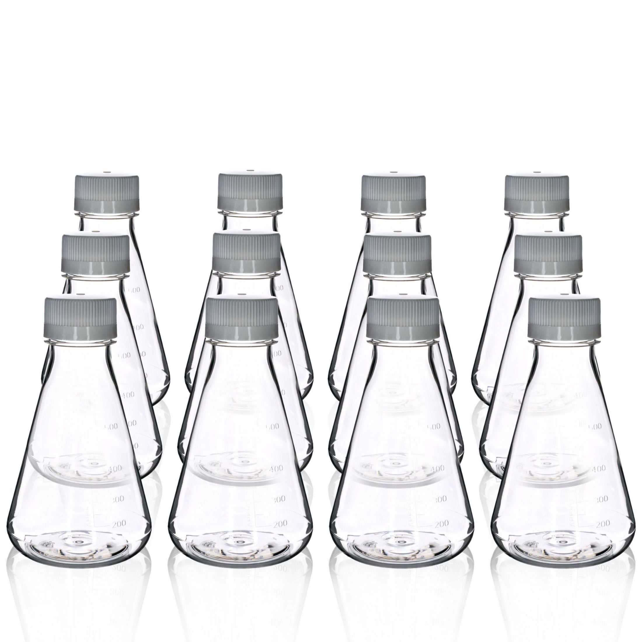 Eisco - Pack of 12, 500mL Sterile PETG Erlenmeyer Flasks, Non-Vented ...