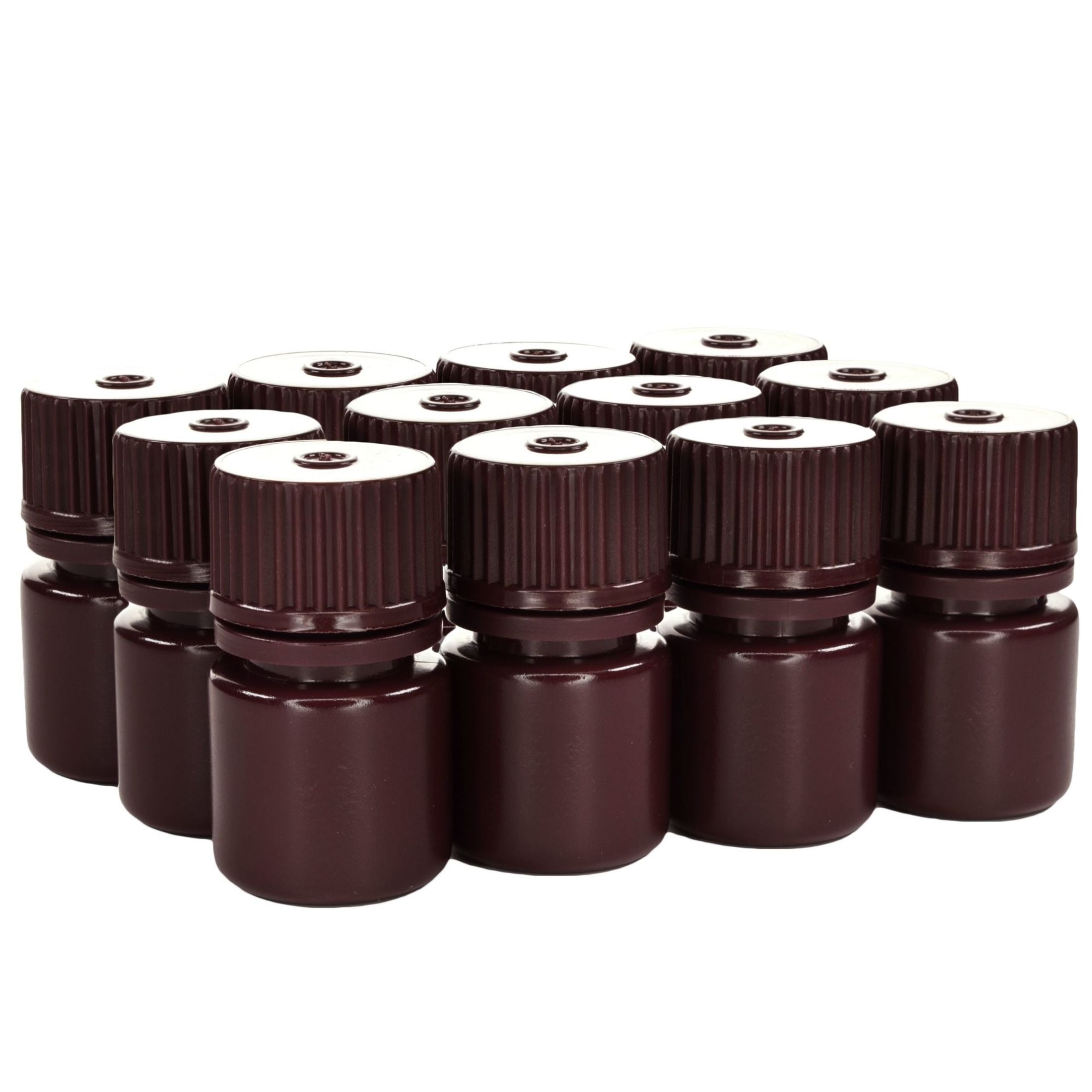 Eisco - Pack of 12 8mL Narrow Mouth Amber HDPE Reagent Bottles with ...