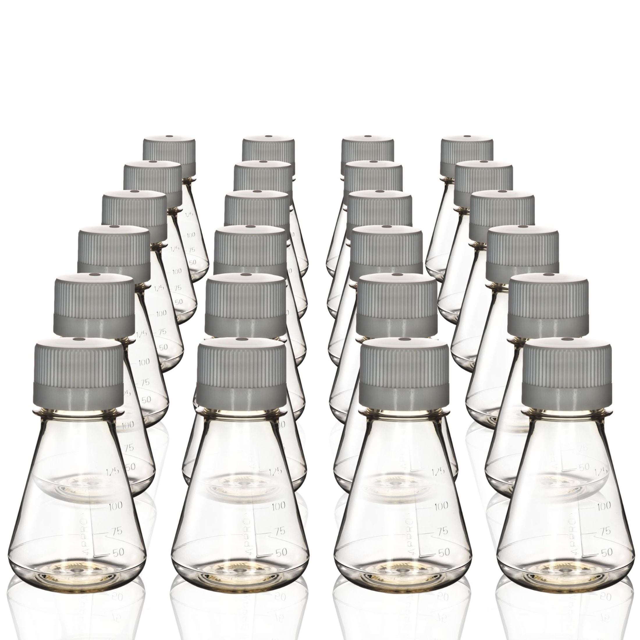 Eisco - Pack of 24, 125mL Sterile Polycarbonate Erlenmeyer Flasks, Non ...