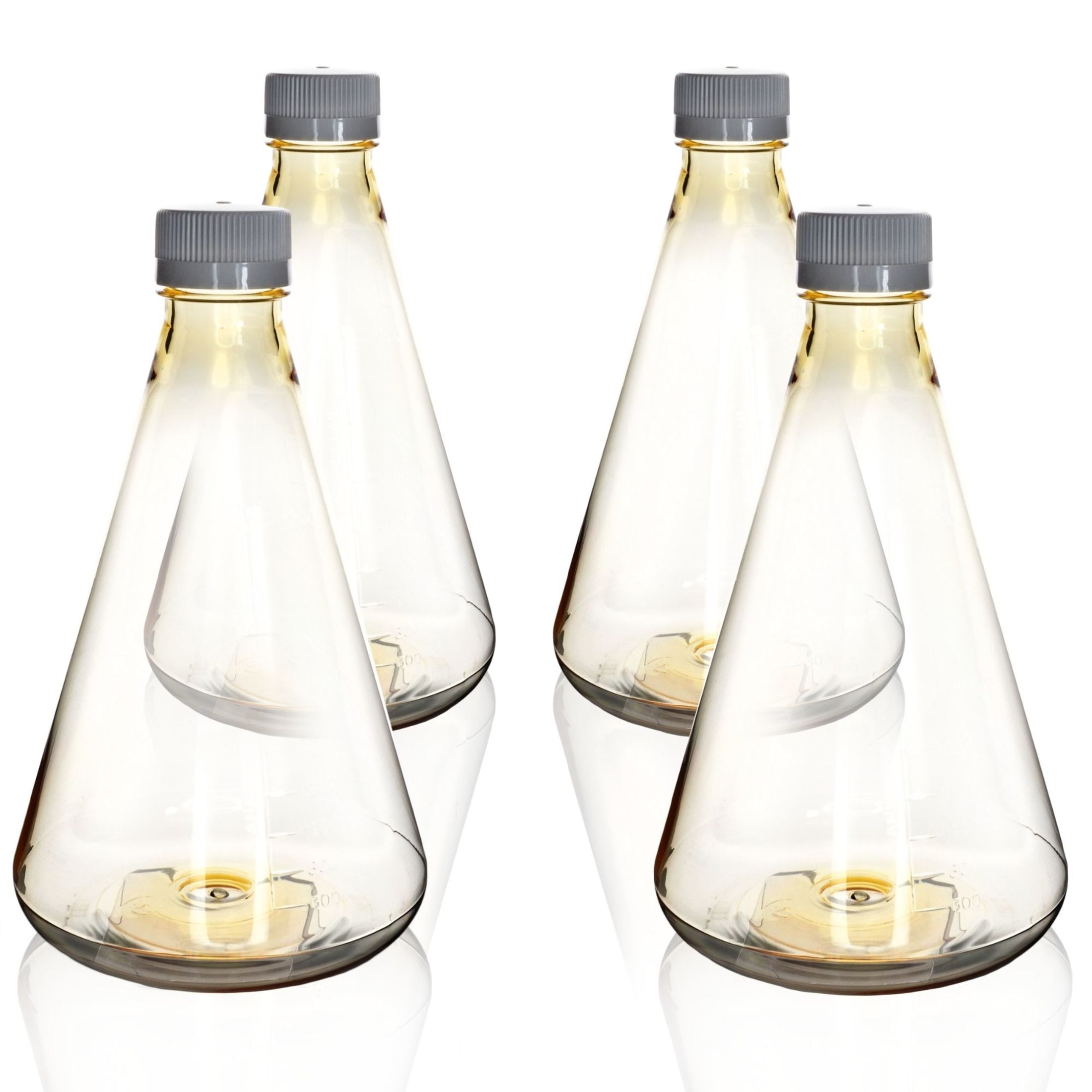 Eisco - Pack of 4, 2L Sterile Polycarbonate Erlenmeyer Flasks, Non ...