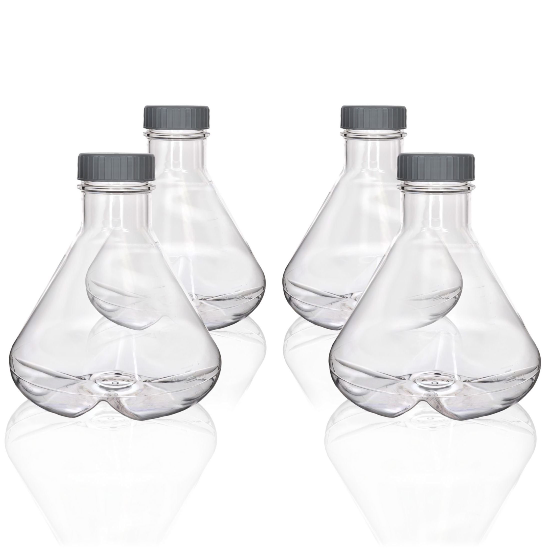 Eisco - Pack of 4, 3L Sterile PETG Erlenmeyer Flasks, Non-Vented ...