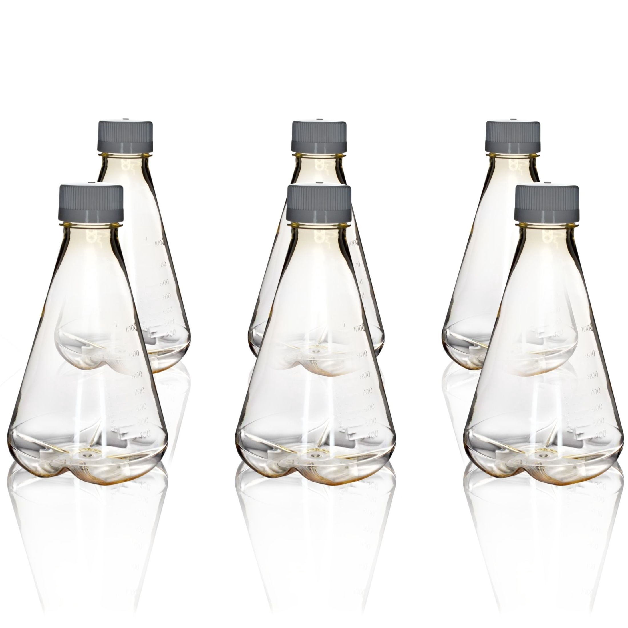 Eisco - Pack of 6, 1L Sterile Polycarbonate Erlenmeyer Flasks, Non ...