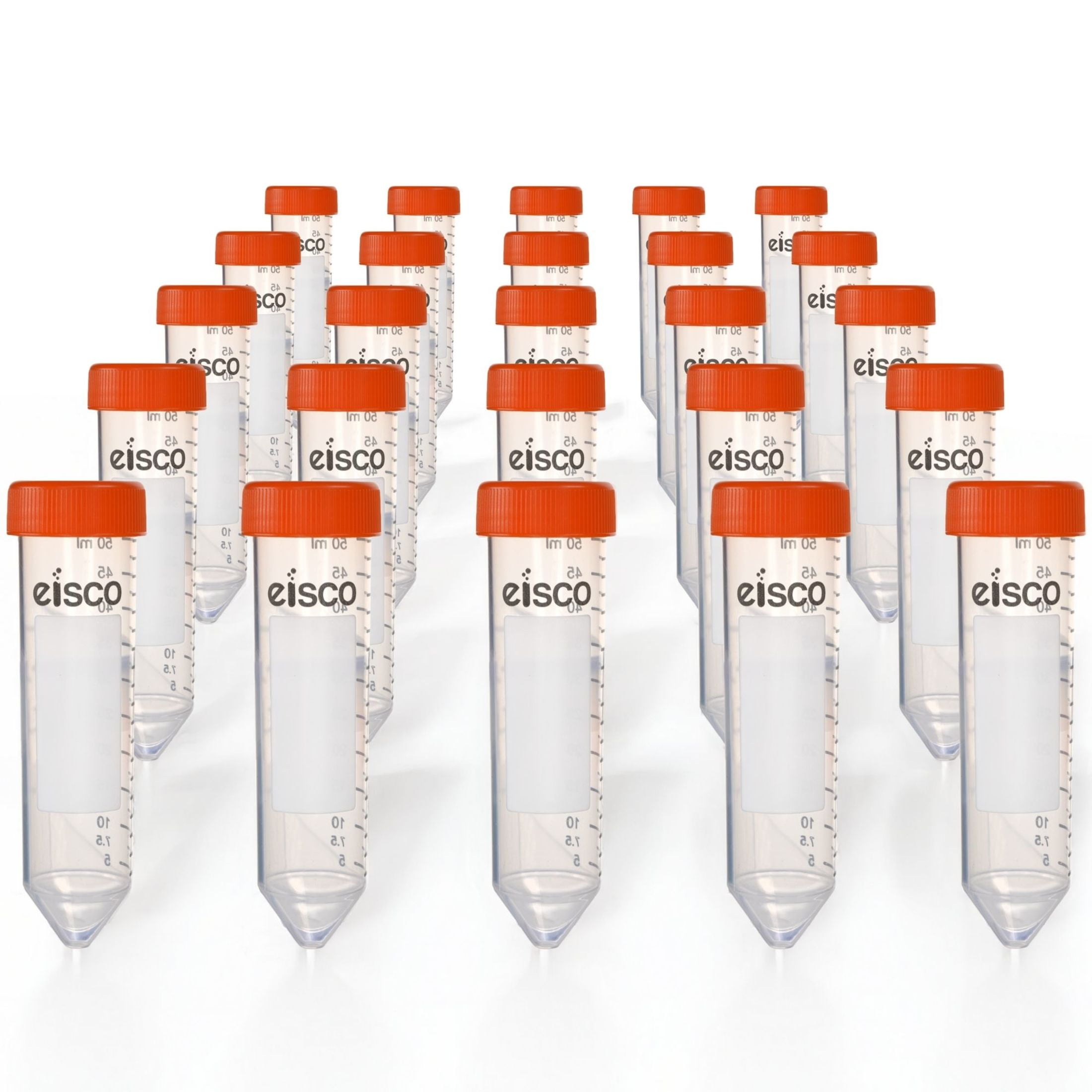 Eisco - Pack of 25, 50mL Sterile Centrifuge Tubes, Polypropylene, Flat ...