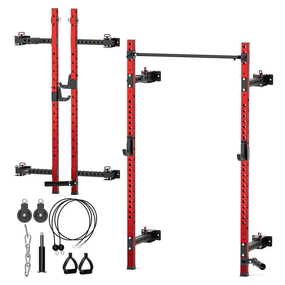 Eisenlink Foldable Power Cage, 1000LBS Capacity Wall Mounted Squat Rack ...