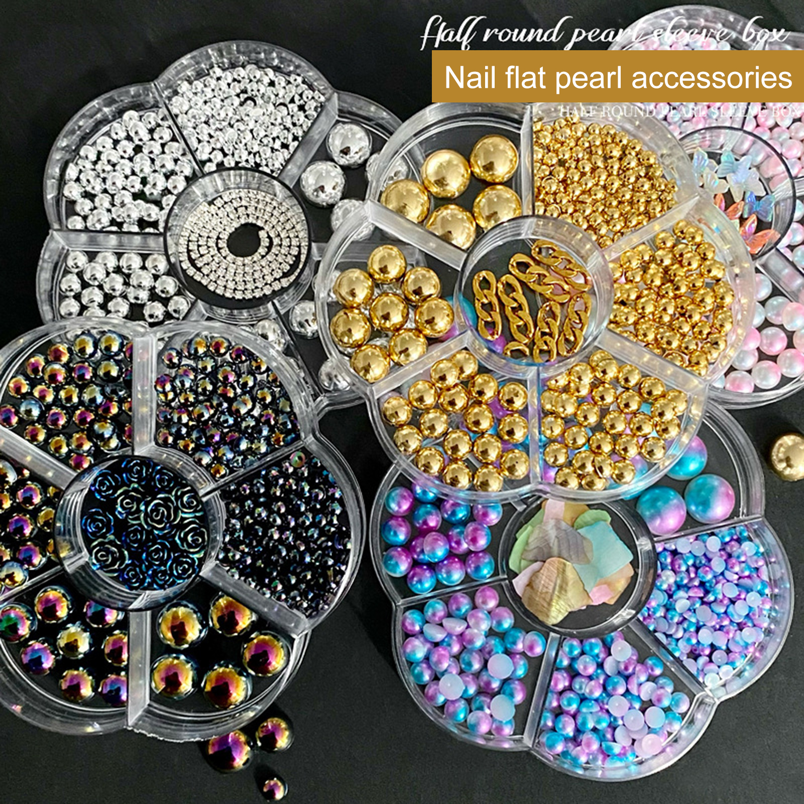 Eisoary 1 Box 3/5/6/8/10mm Nail Faux Pearl Three-dimensional Shiny ...