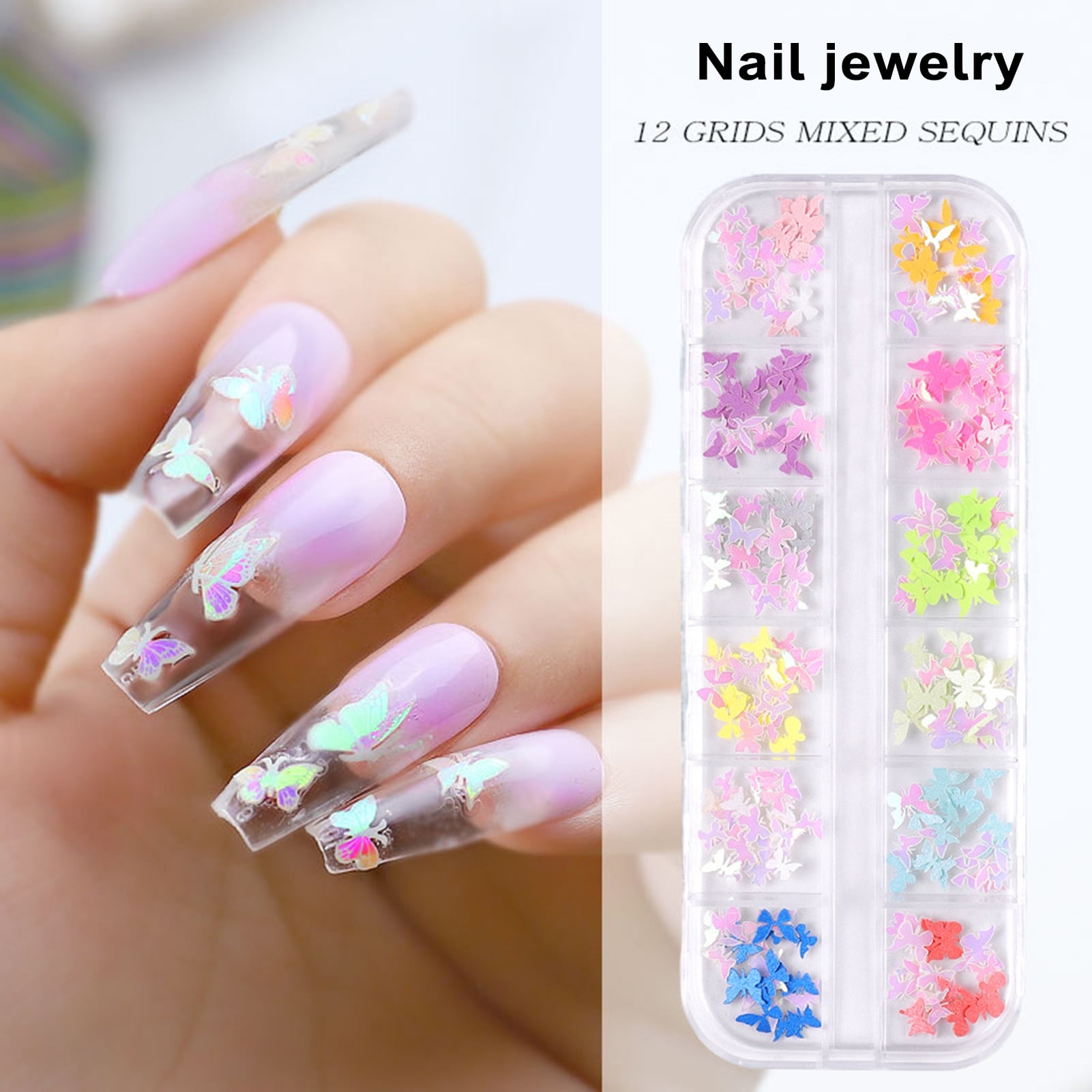 Eisoary 1 Box Christmas Halloween Nail Art Decoration 12-grid Cute Santa Claus Snowman Reindeer ...