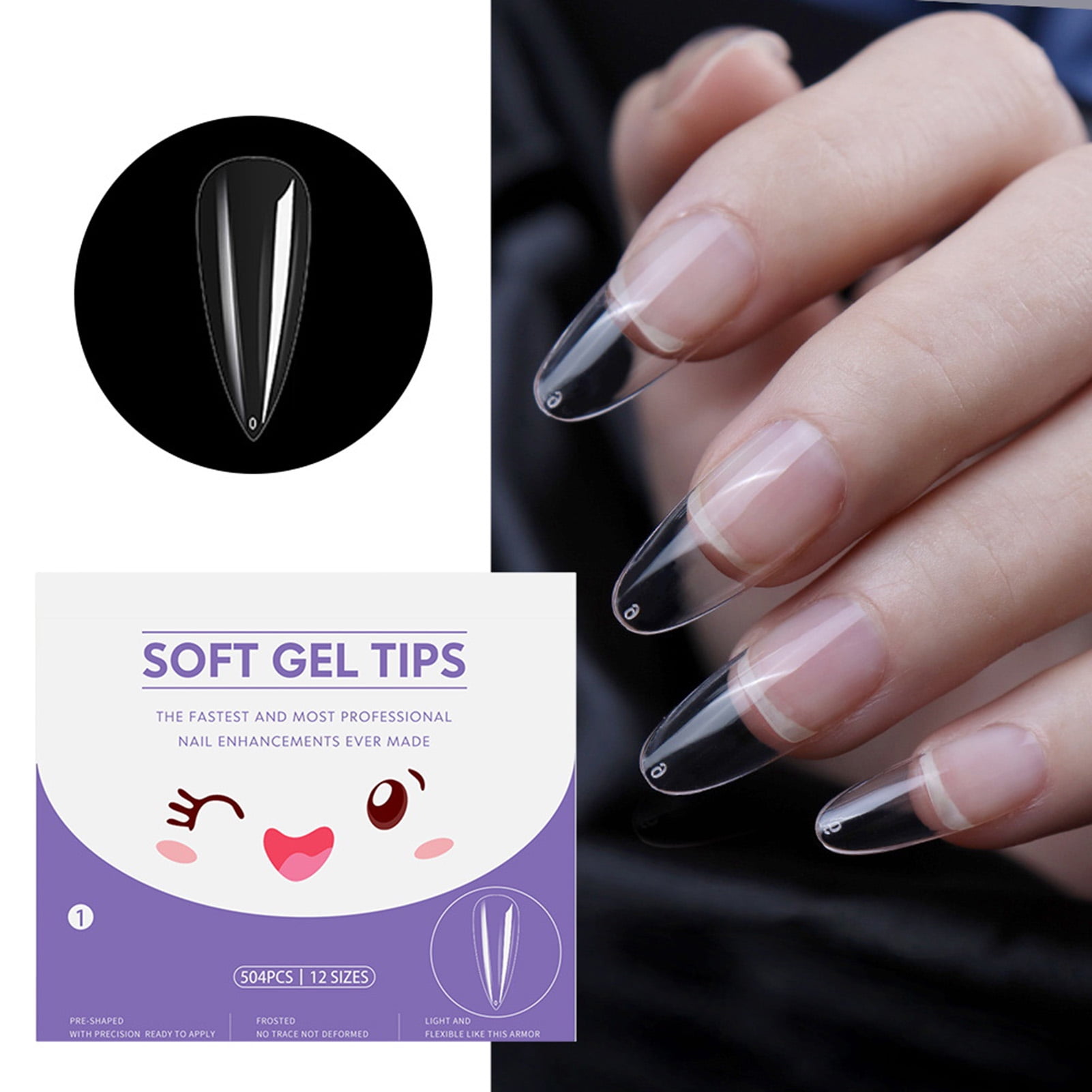 Eisoary 1 Box Fake Nail Transparent Ultra-thin High Toughness Full ...